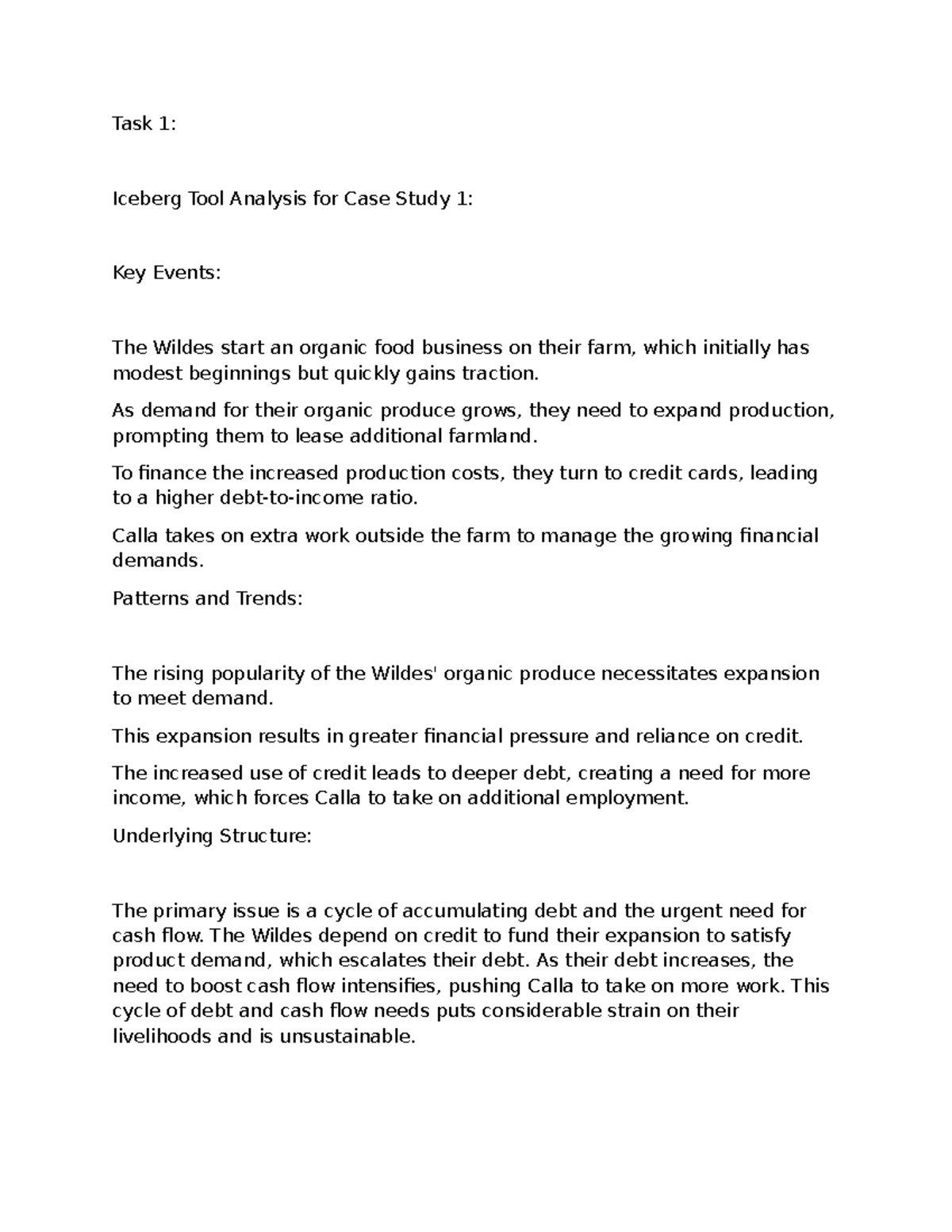 TASK 1 - Analysis of Iceberg Tool for Case Study 1 - Studocu