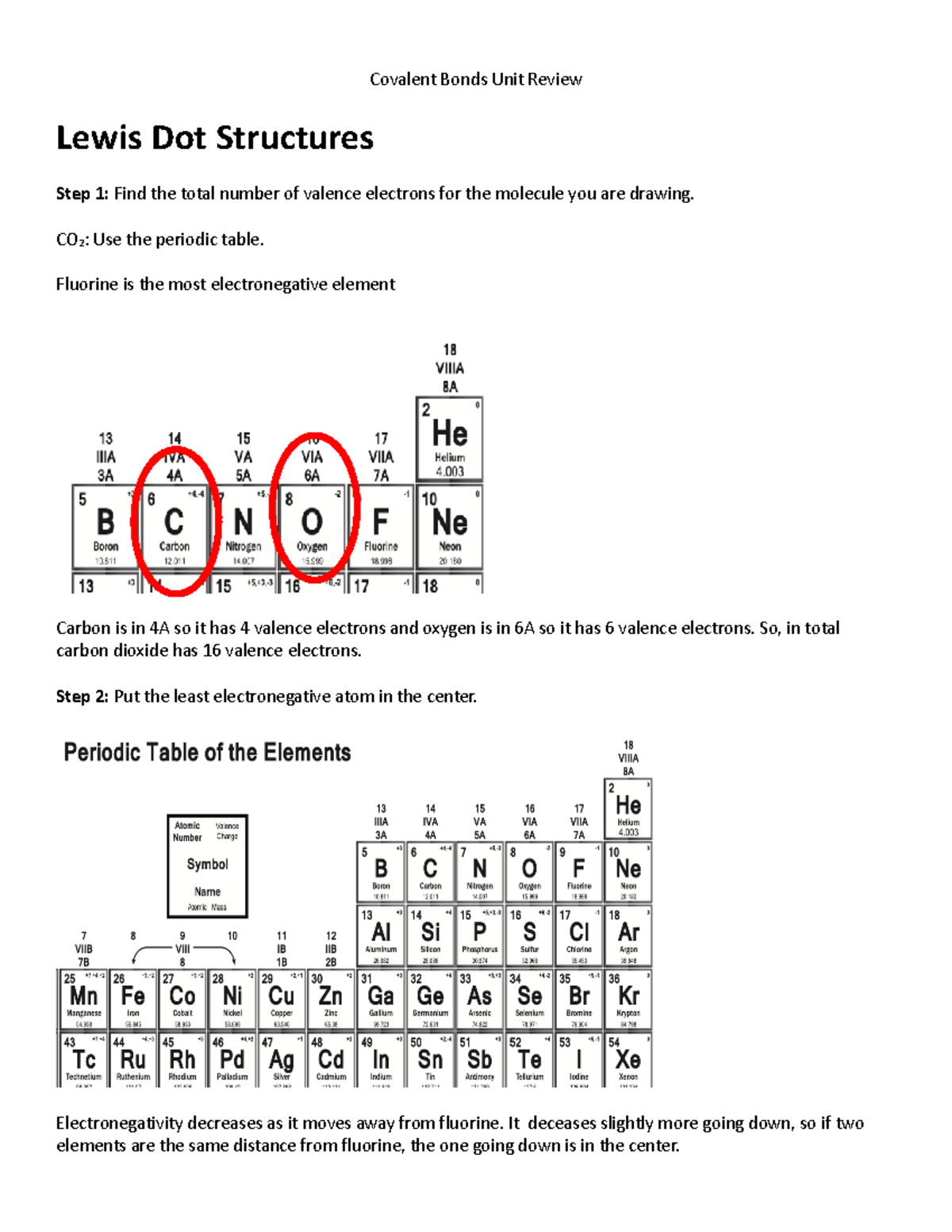 Covalent Bonds Unit Review - Covalent Bonds Unit Review Lewis Dot ...