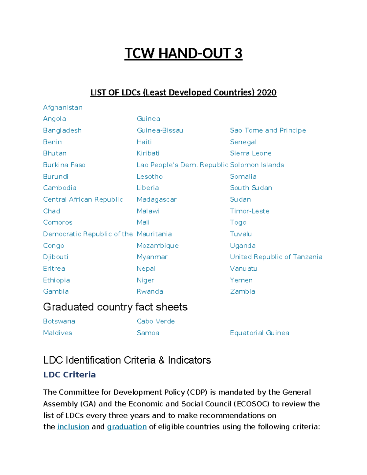 TCW 3 - Exam Reviewer on LDCs and Multinational Corporations - Studocu
