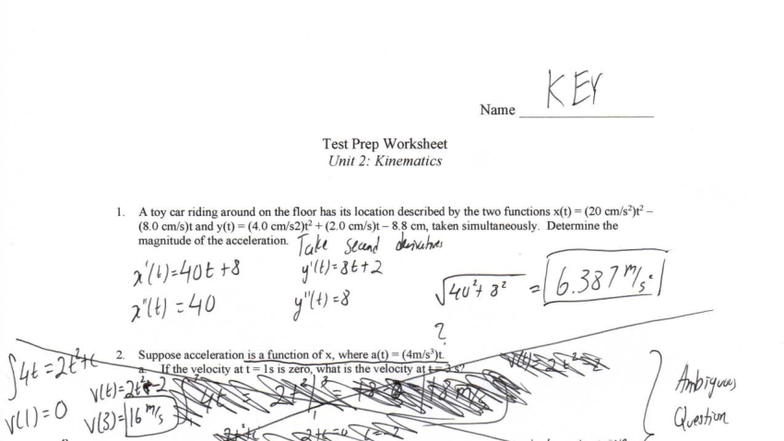 Kinematics Test Prep Worksheet Unit 2: Acceleration & Motion - Studocu