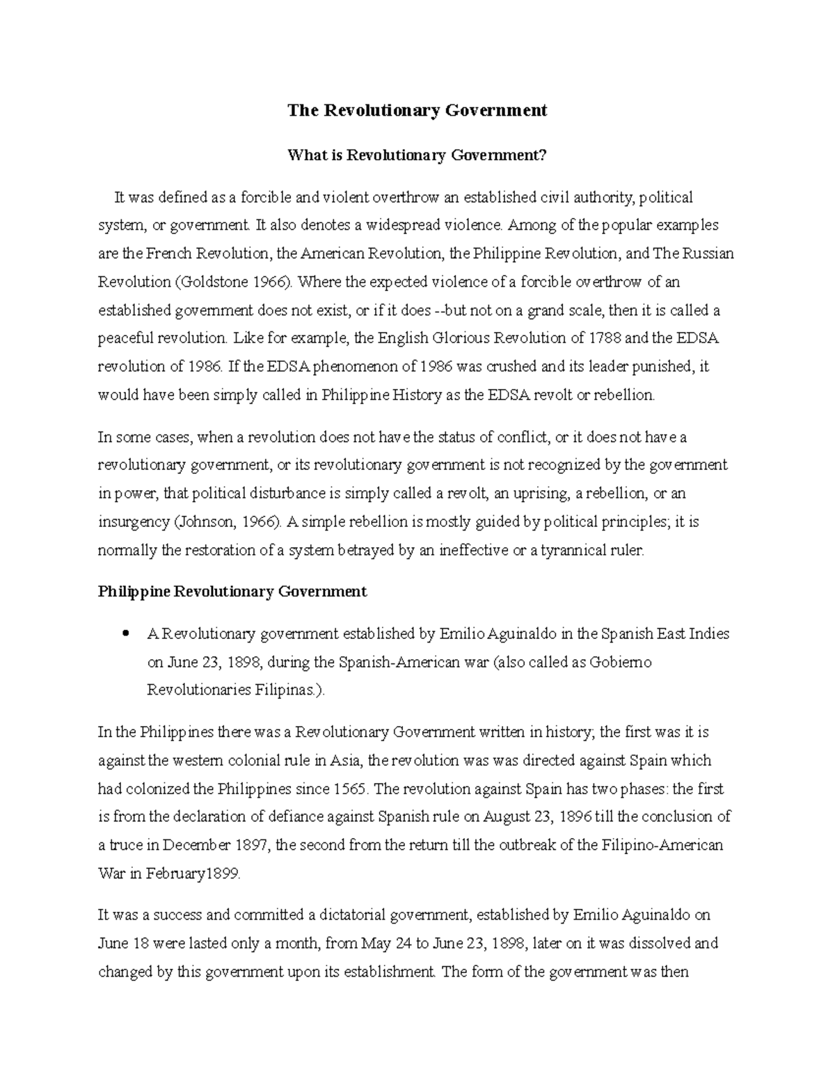 Revolutionary Government in the Philippines: An Overview of 1898 Events ...