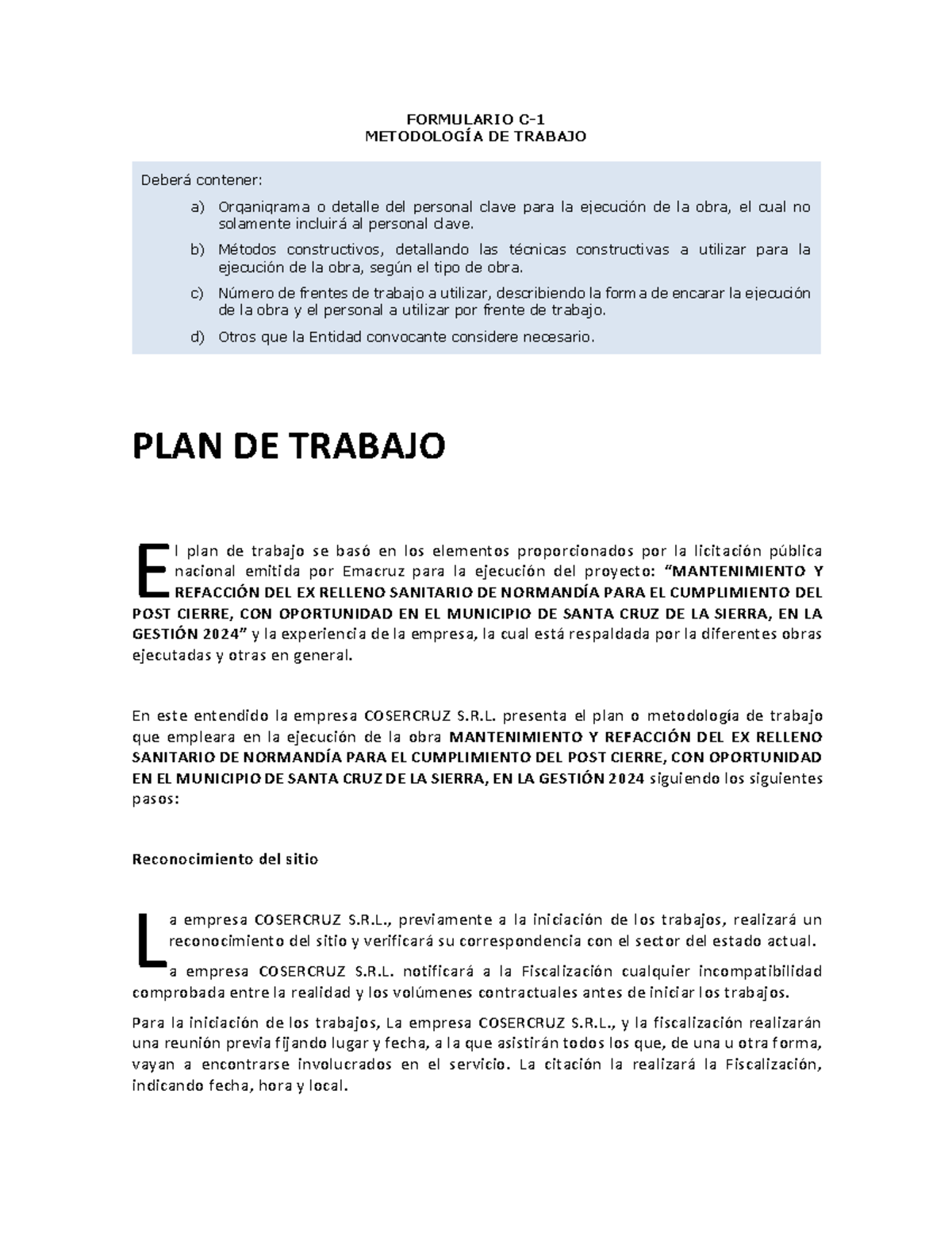 Propuesta Técnica - Mantenimiento y Refacción del Ex Relleno Sanitario ...