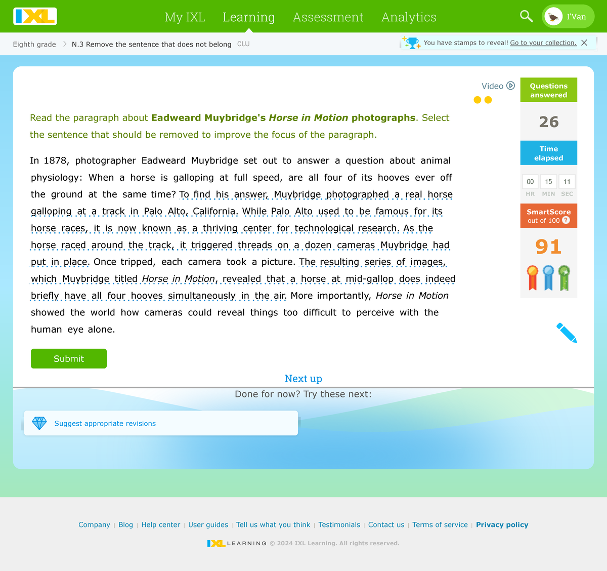 8th Grade Language Arts: IXL Assessing Sentence Relevance - Studocu
