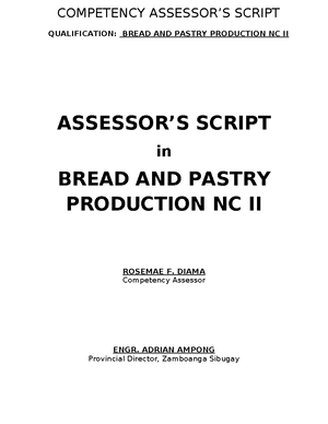 CBLM BPP Prepare and Display petits four - COMPETENCY - BASED LEARNING MATERIAL Sector TOURISM ...