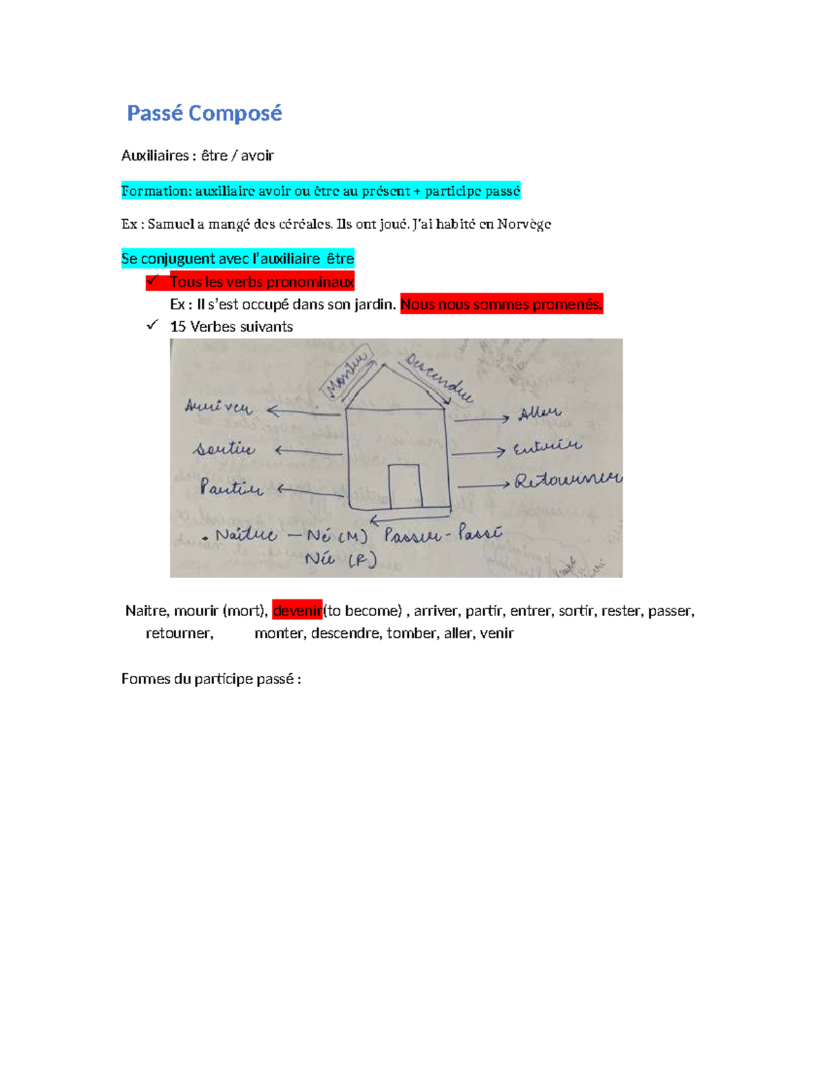 Lecture 3: Passé Composé et Auxiliaires - Notes de Français - Studocu