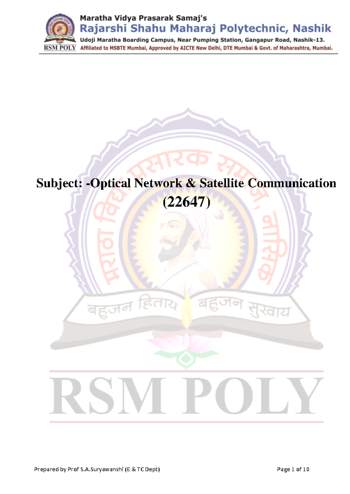 ONS pratical 123456789 - Subject: - Optical Network & Satellite ...