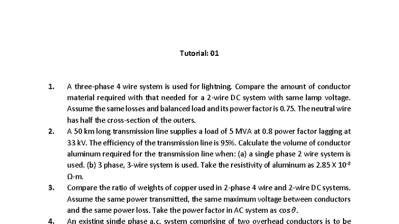 Tutorial 01: Conductor Material Calculations for AC/DC Systems - Studocu