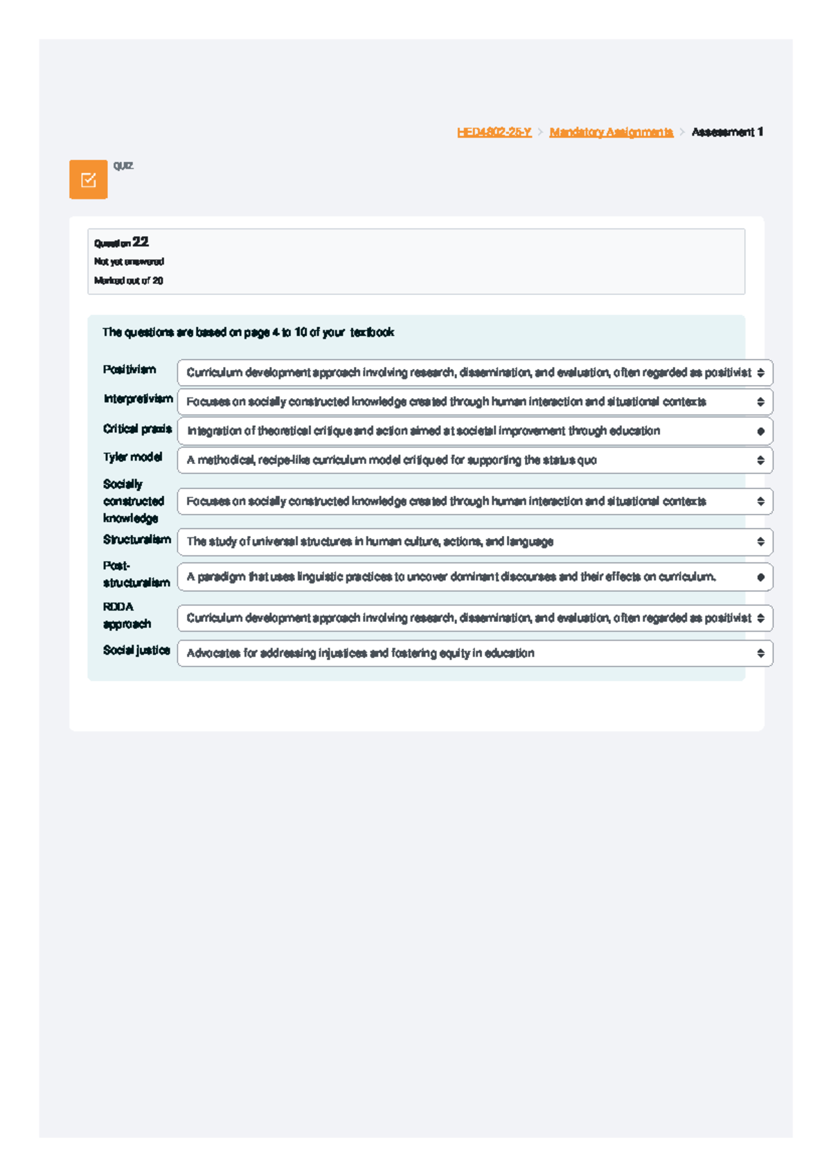 Assessment 1 Quiz: Key Concepts in Curriculum Development - Studocu