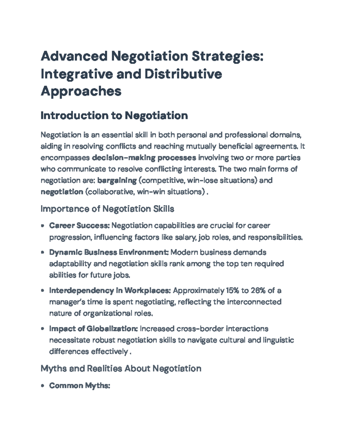 Advanced Negotiation Strategies: Integrative & Distributive Approaches ...