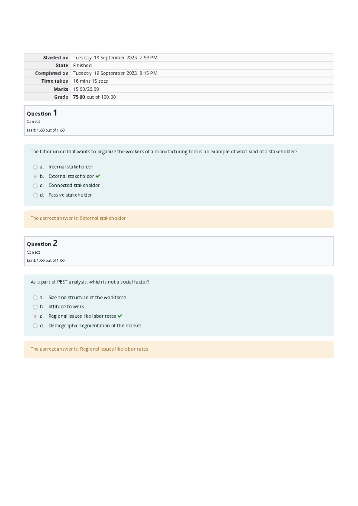 Bus 4403 Quiz Unit 2 Results and Analysis - Studocu