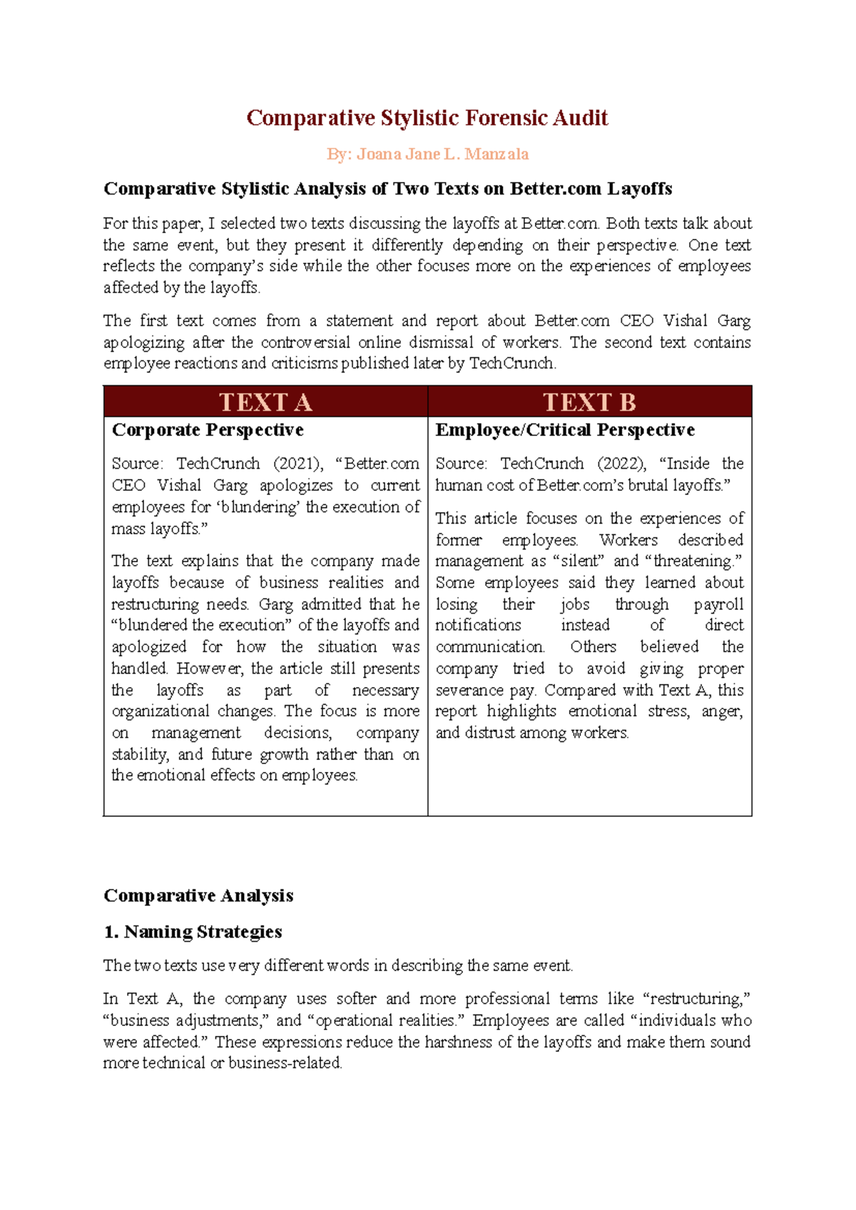 Comparative Stylistic Forensic Audit: Analysis of Better.com Layoffs ...