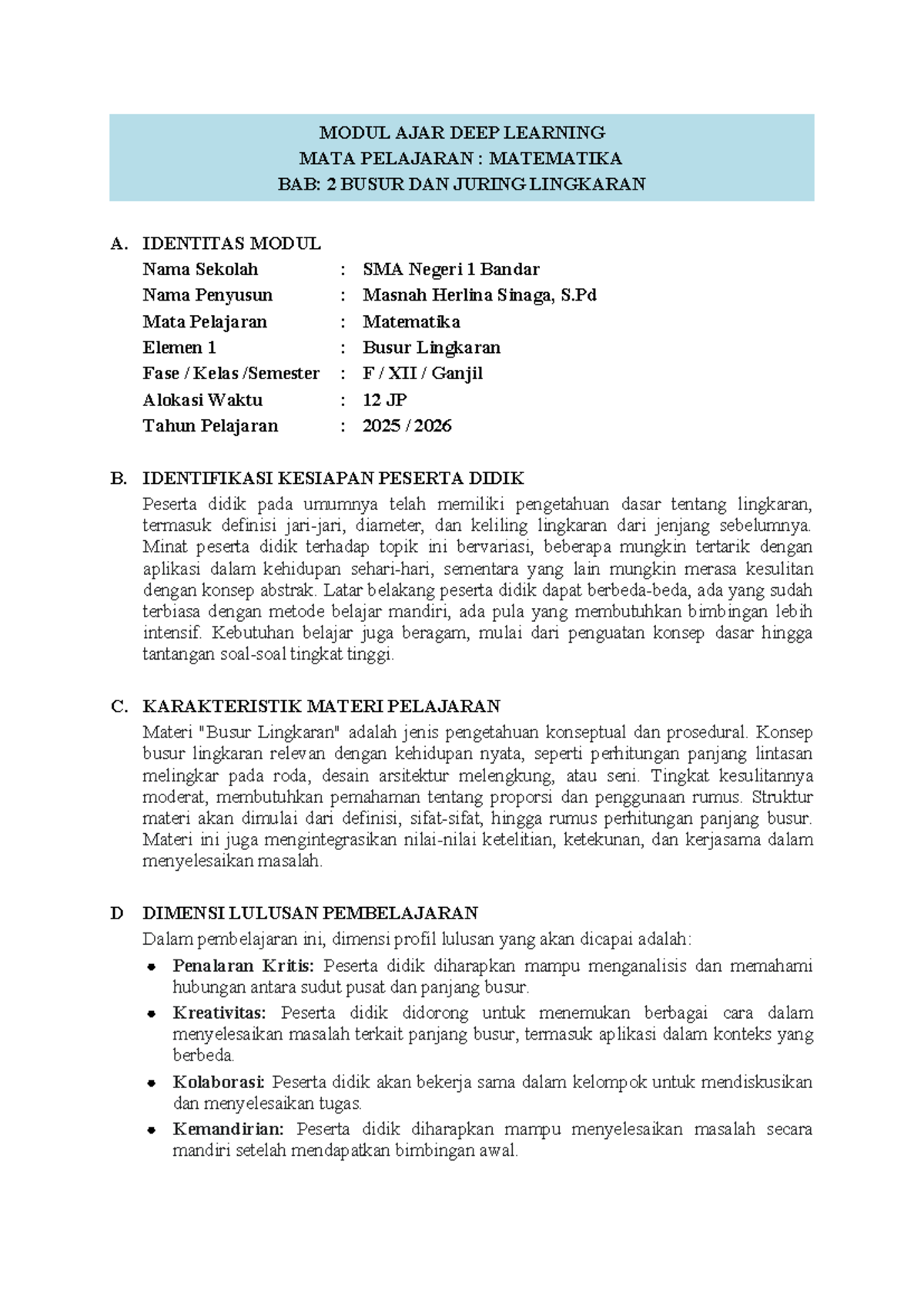 Modul Ajar Deep Learning: Matematika Bab 2 - Busur dan Juring Lingkaran ...