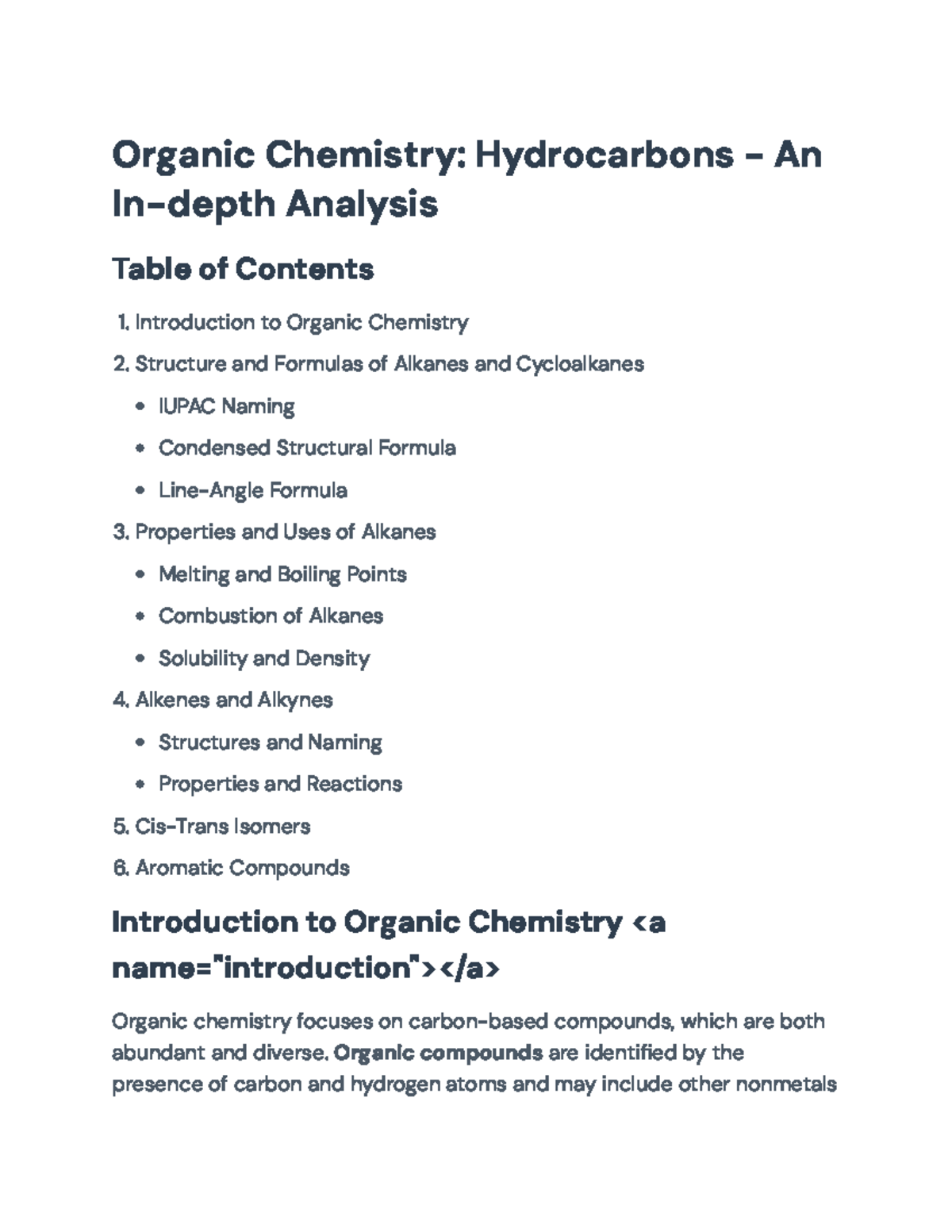 Hydrocarbons in Organic Chemistry: Structures, Properties & Reactions ...