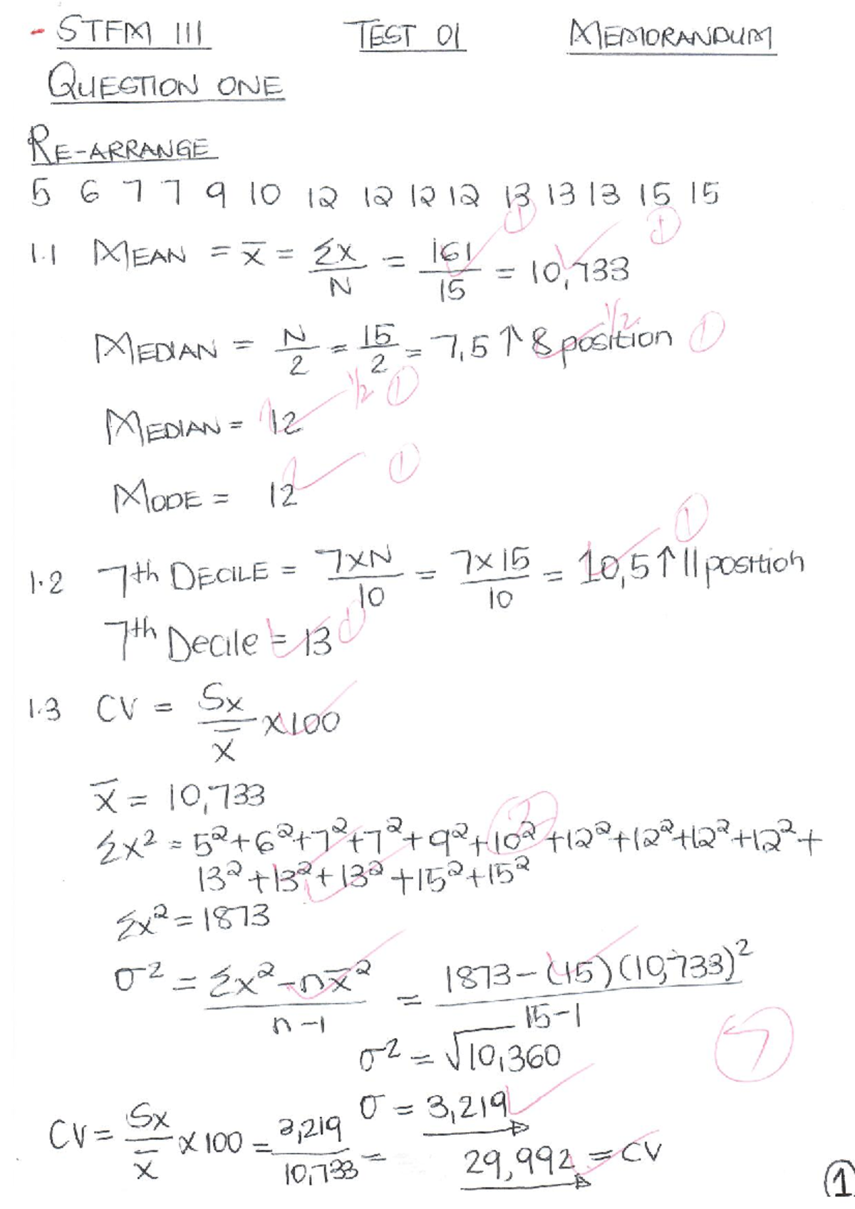 STFM 111 Test 1 Review Memorandum and Answers - Studocu