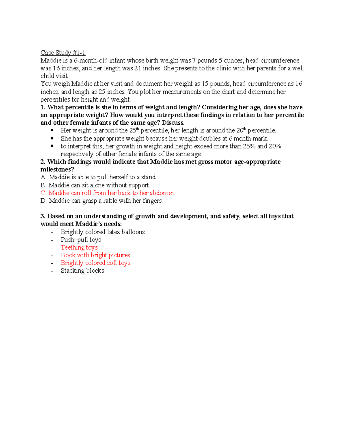 Developmental Case Studies: Infant and Child Growth Assessments - Studocu