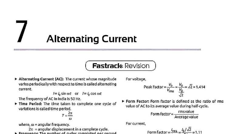 AC Circuits Revision Notes for Physics (DOC-20250910-WA0000) - Studocu