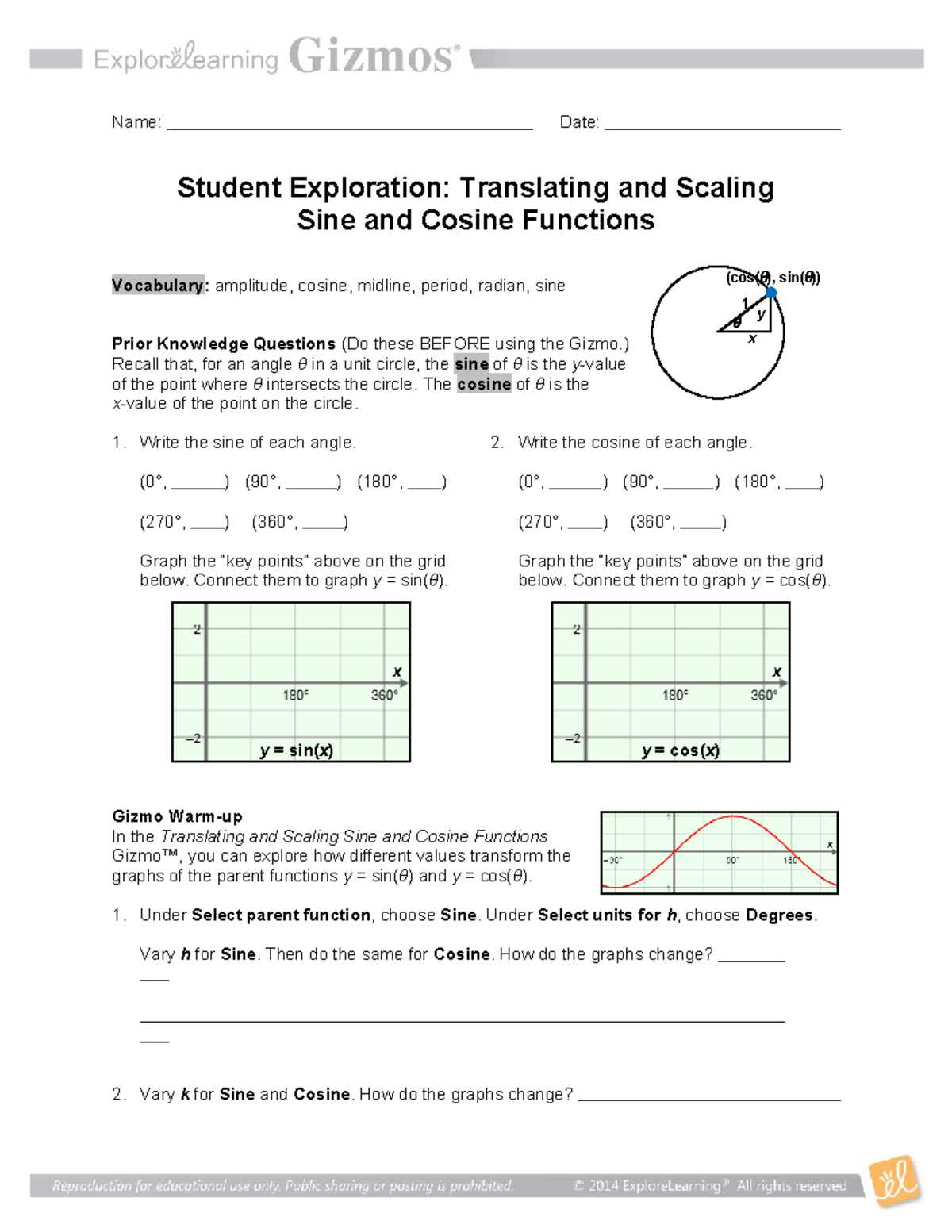 MCR3U-Unit5-Sine & Cosine Functions Exploration Guide - Studocu