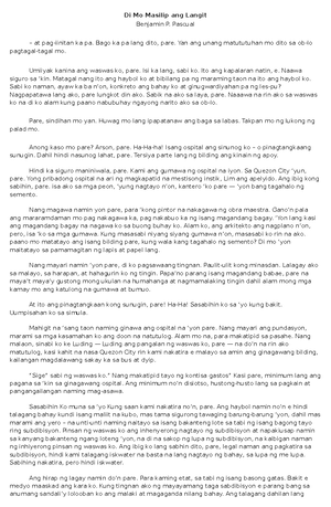 Banga - Halimbawa ng parabula - Ang Parabula ng Banga “Huwag mong kalilimutang ikaw ay isang ...