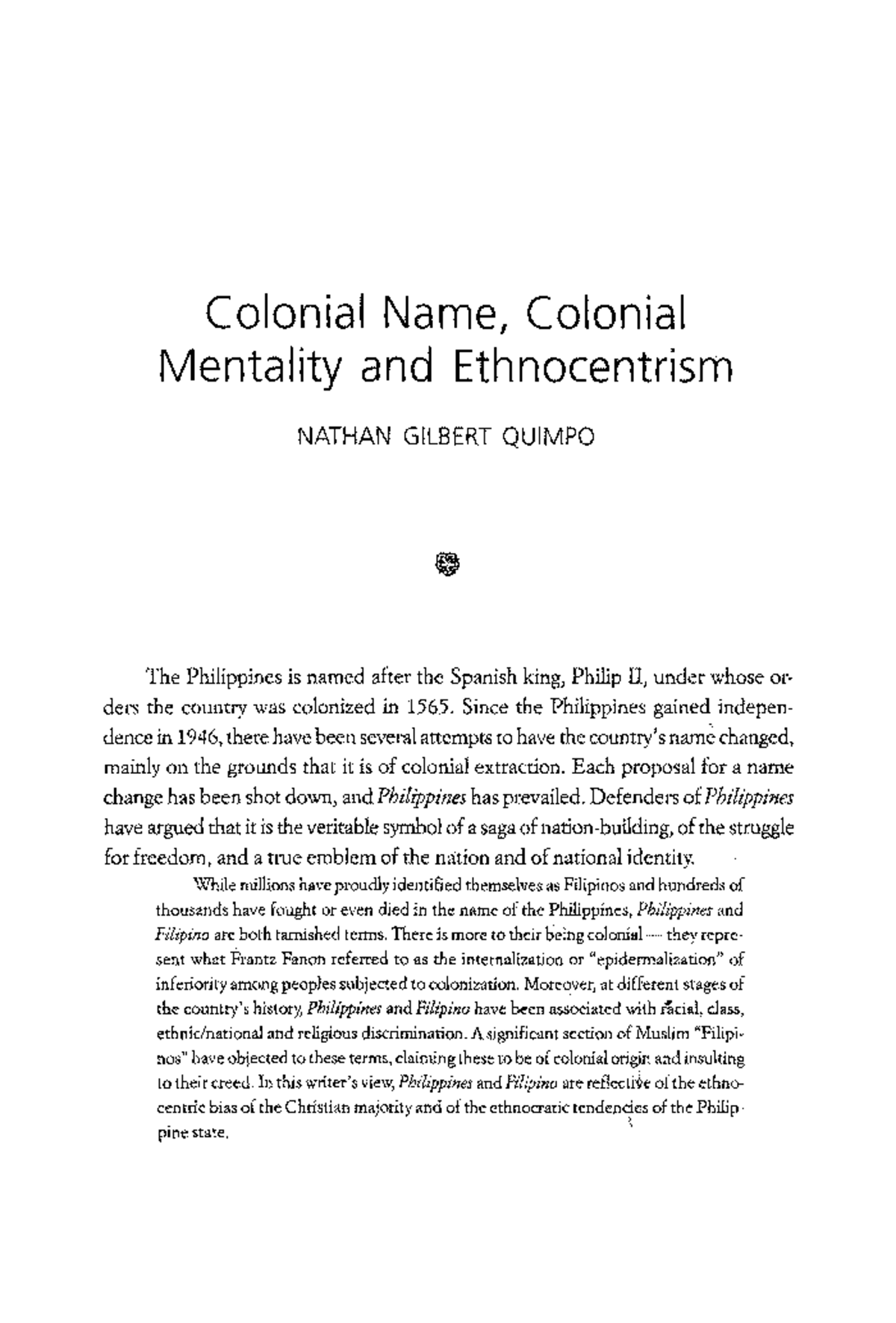 Colonial Name Colonial Mentality and Ethnocentrism vol - Colonial Name ...