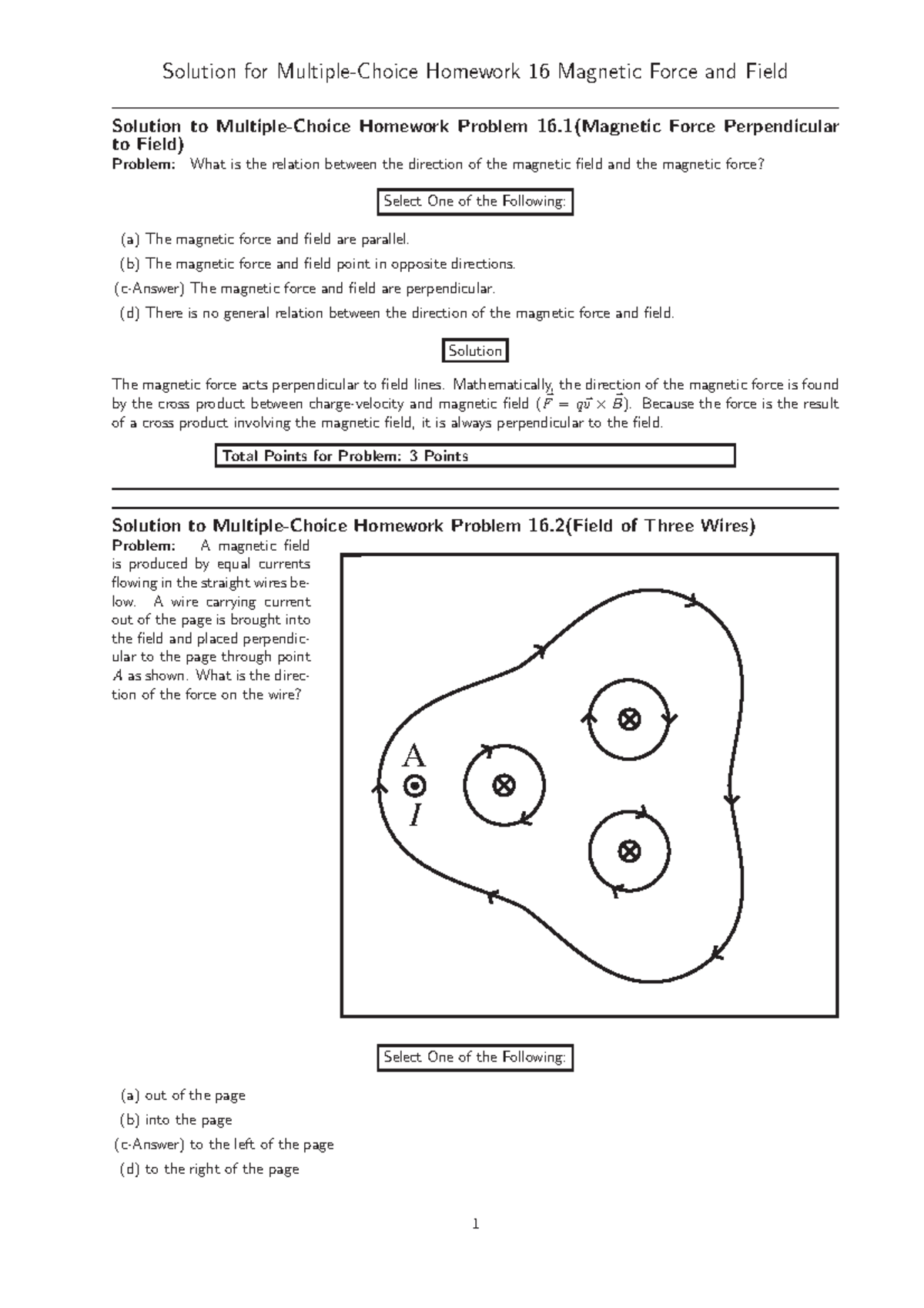 MCHW18 Solutions for Magnetic Force & Field Problems - Studocu