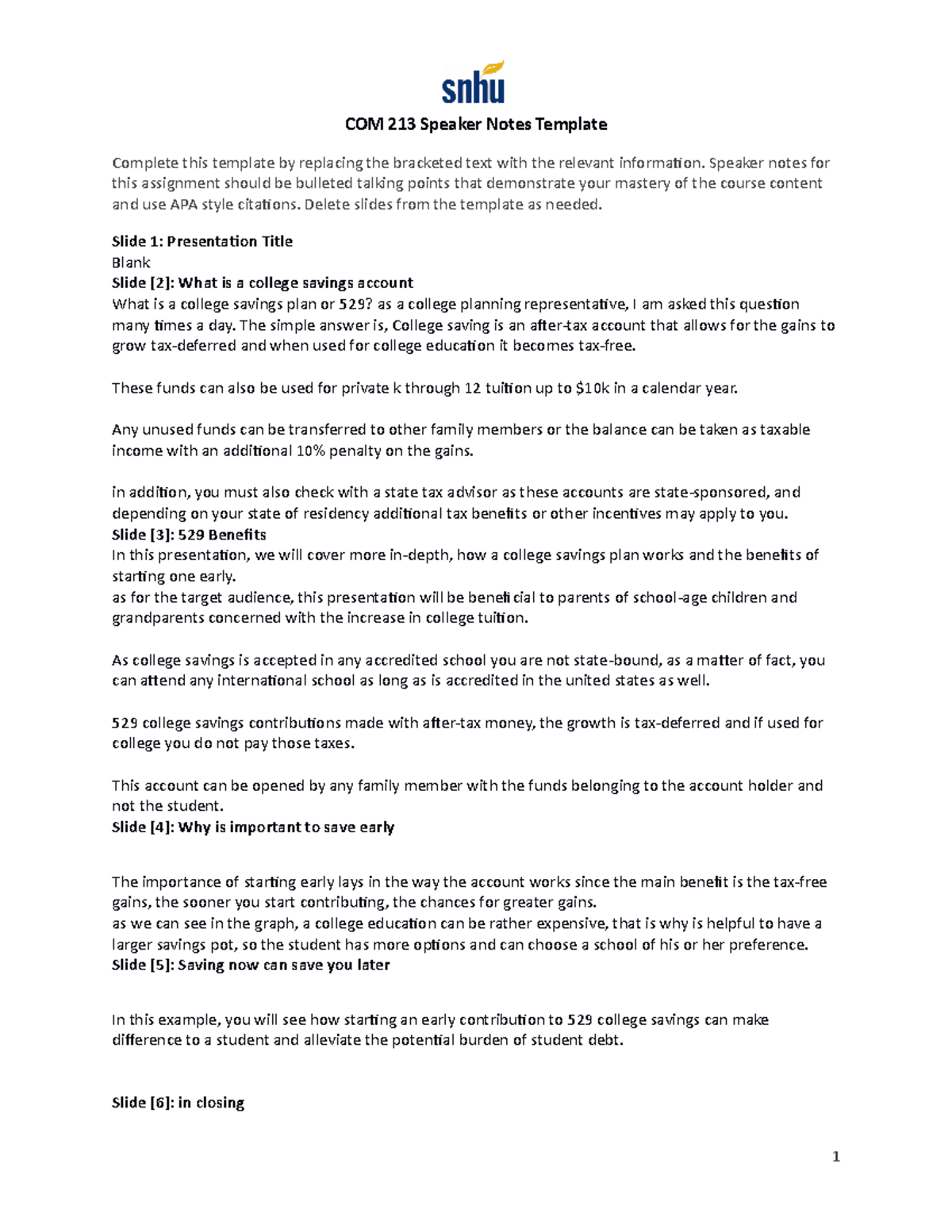 COM 213 Presentation Speaker Notes Template - COM 213 Speaker Notes ...