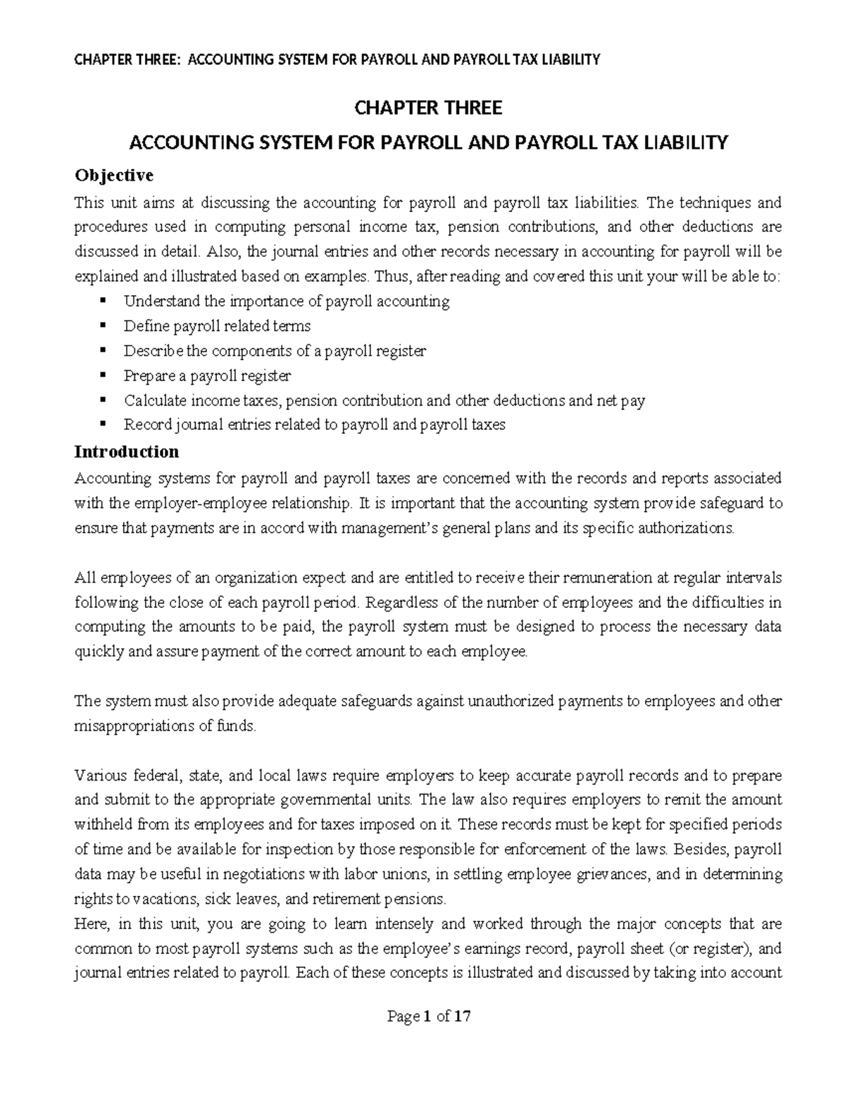 CHAPTER 3: ACCOUNTING SYSTEM FOR PAYROLL & TAX LIABILITY - STUDY NOTES ...