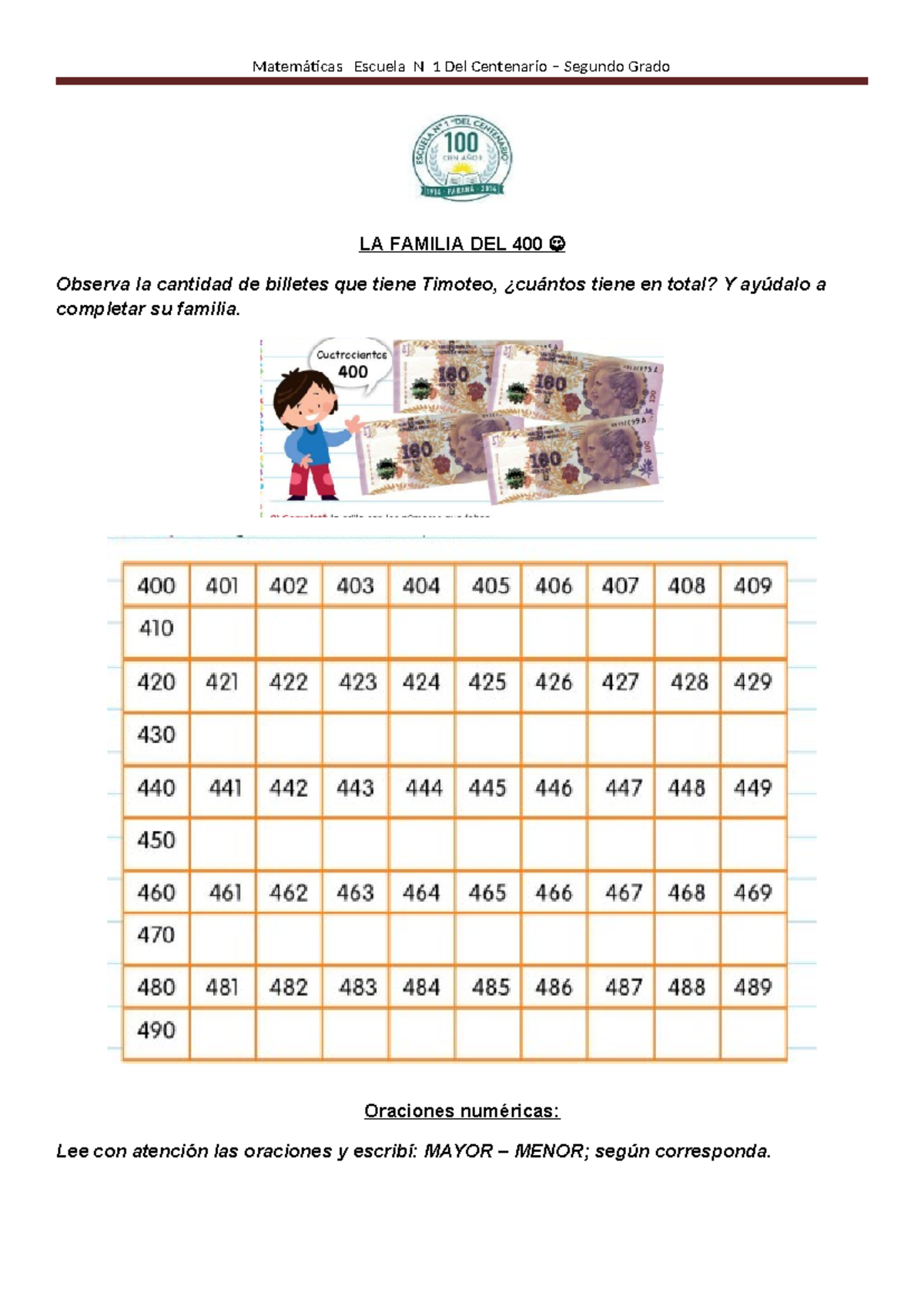 LA FAMILIA DEL 400: Actividades y Juegos Educativos - Studocu