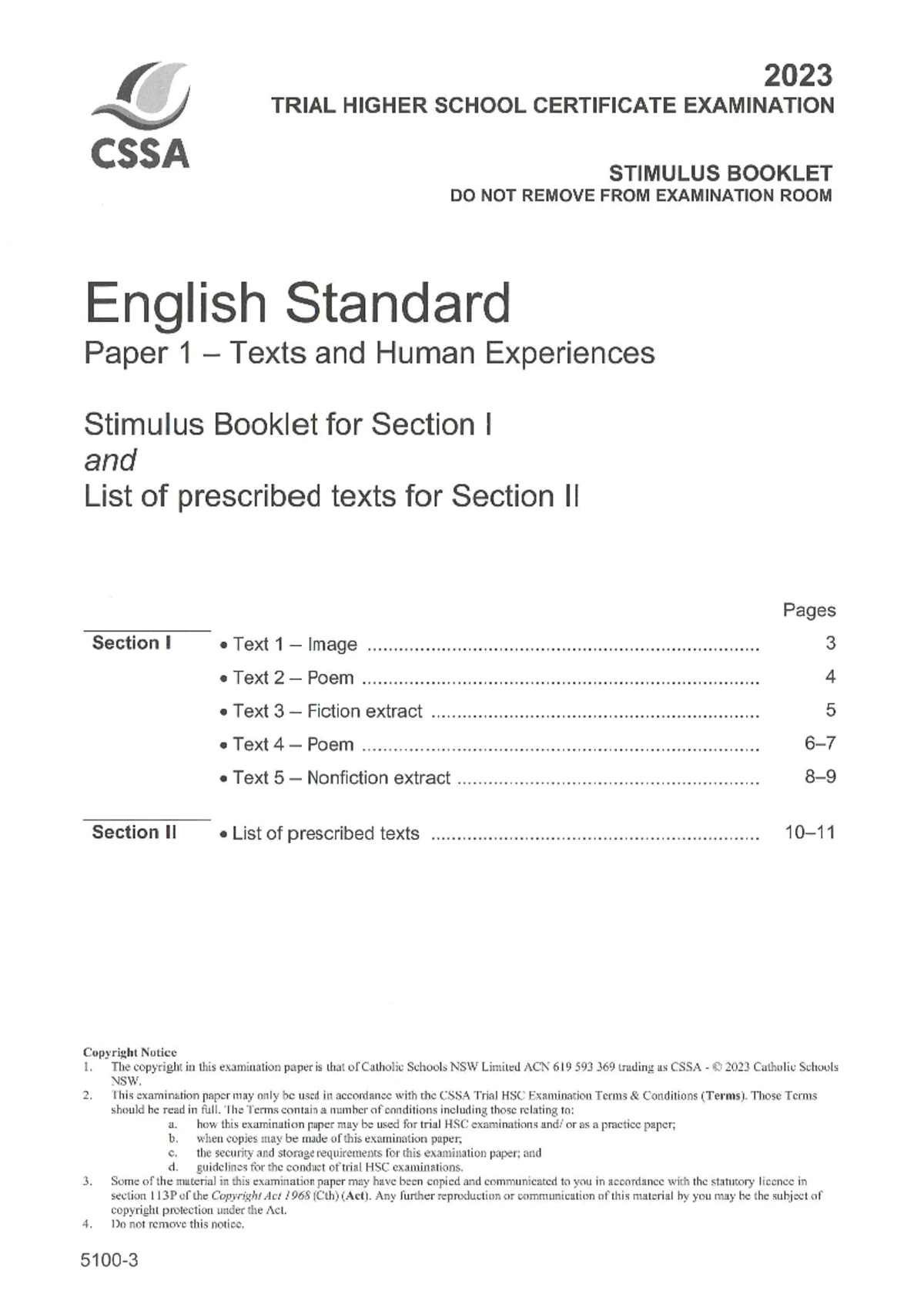 2019 HSC Trial Exam: English Adv Paper 1 - Texts & Human Experiences ...