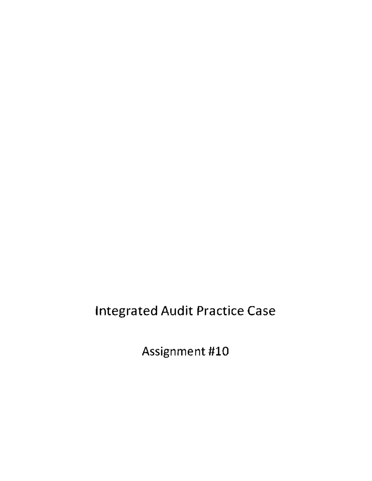 OCEANVIEW MARINE COMPANY Integrated Audit Case Study JJ - Financial ...