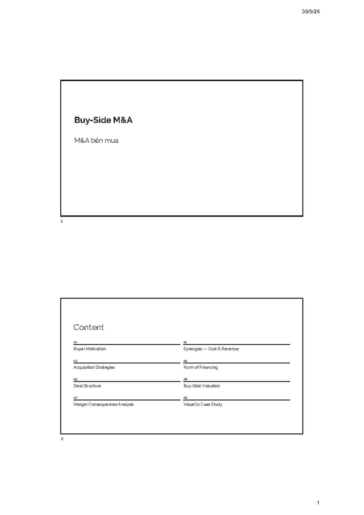 Chapter 7 M&A Buy-side: Buyer Motivation, Synergies, and Valuation ...
