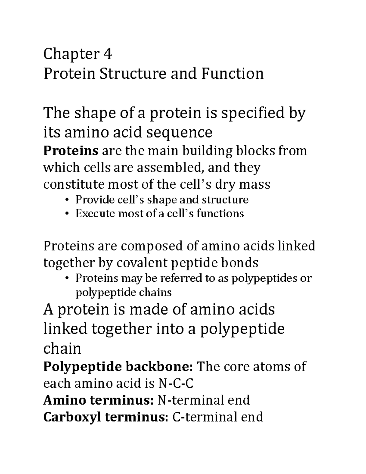 Chapter 4: Protein Structure, Function & Organization in Cell Bio - Studocu
