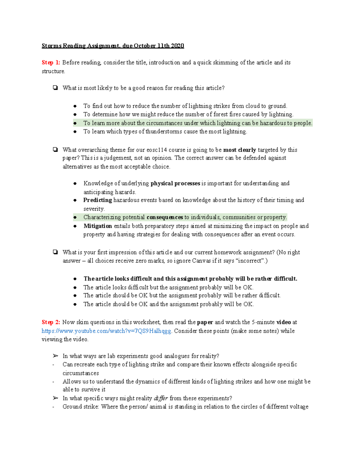 EOSC114 Storms Reading Assignment Overview and Key Insights - Studocu