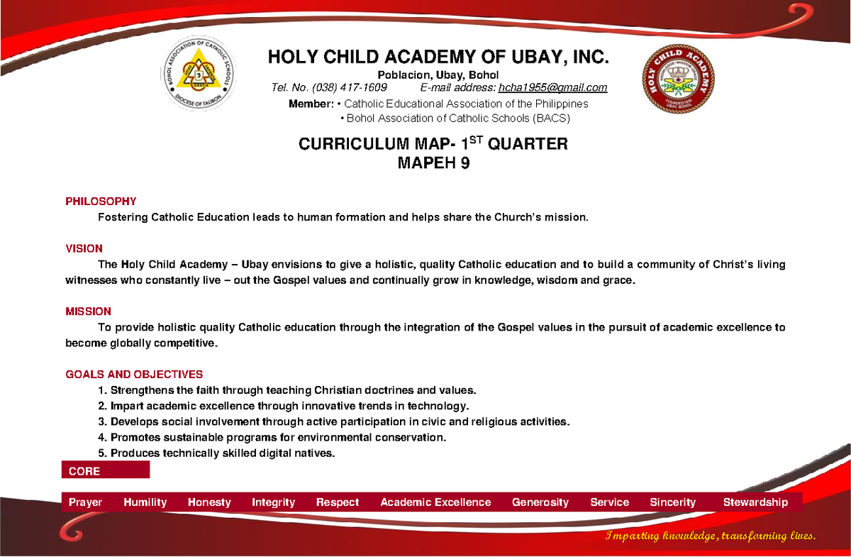 Ilide - MATATAG CURRICULUM - CURRICULUM MAP- 1 ST QUARTER MAPEH 9 ...