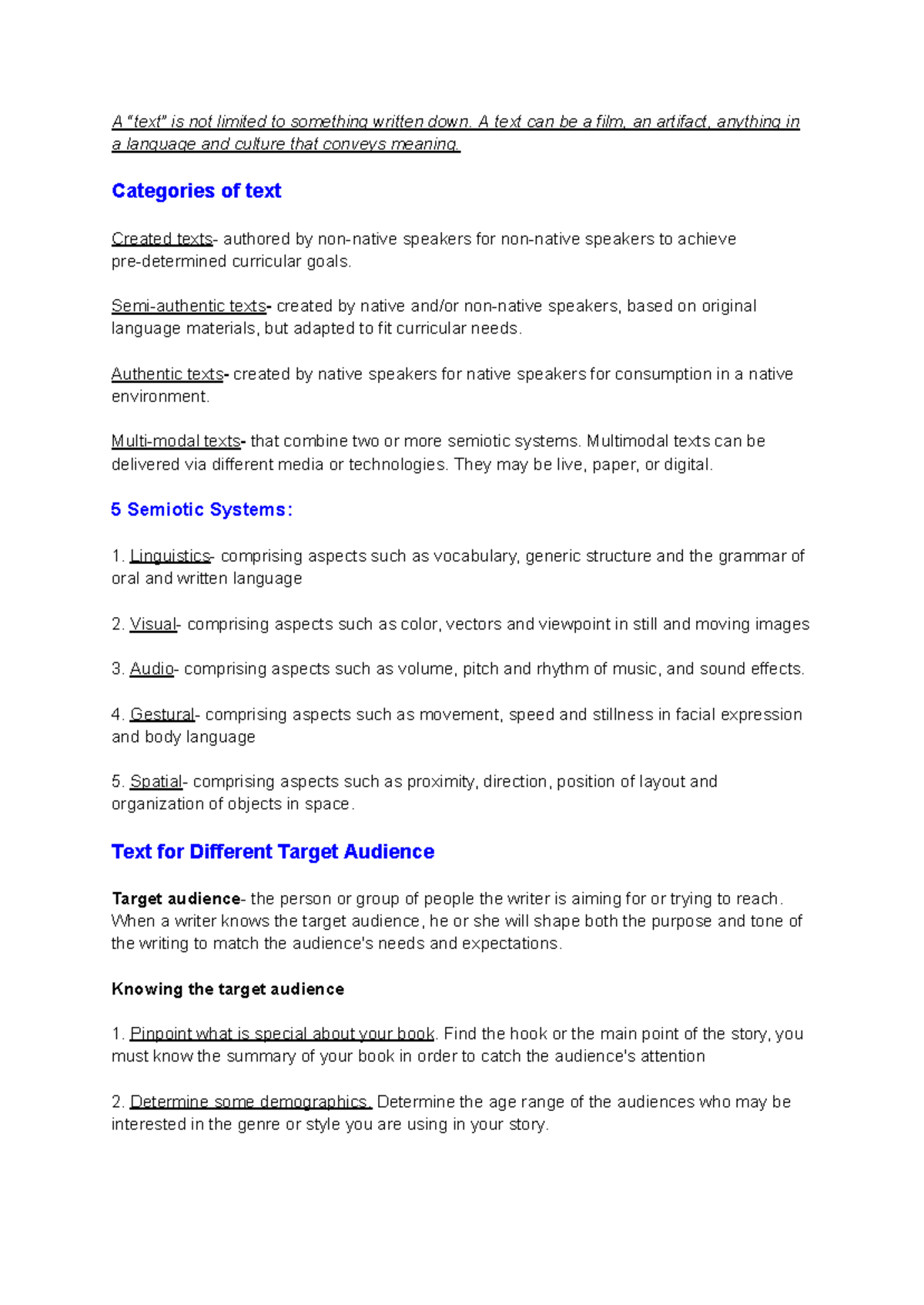 Types of Texts and Their Cultural Significance Analysis - Studocu