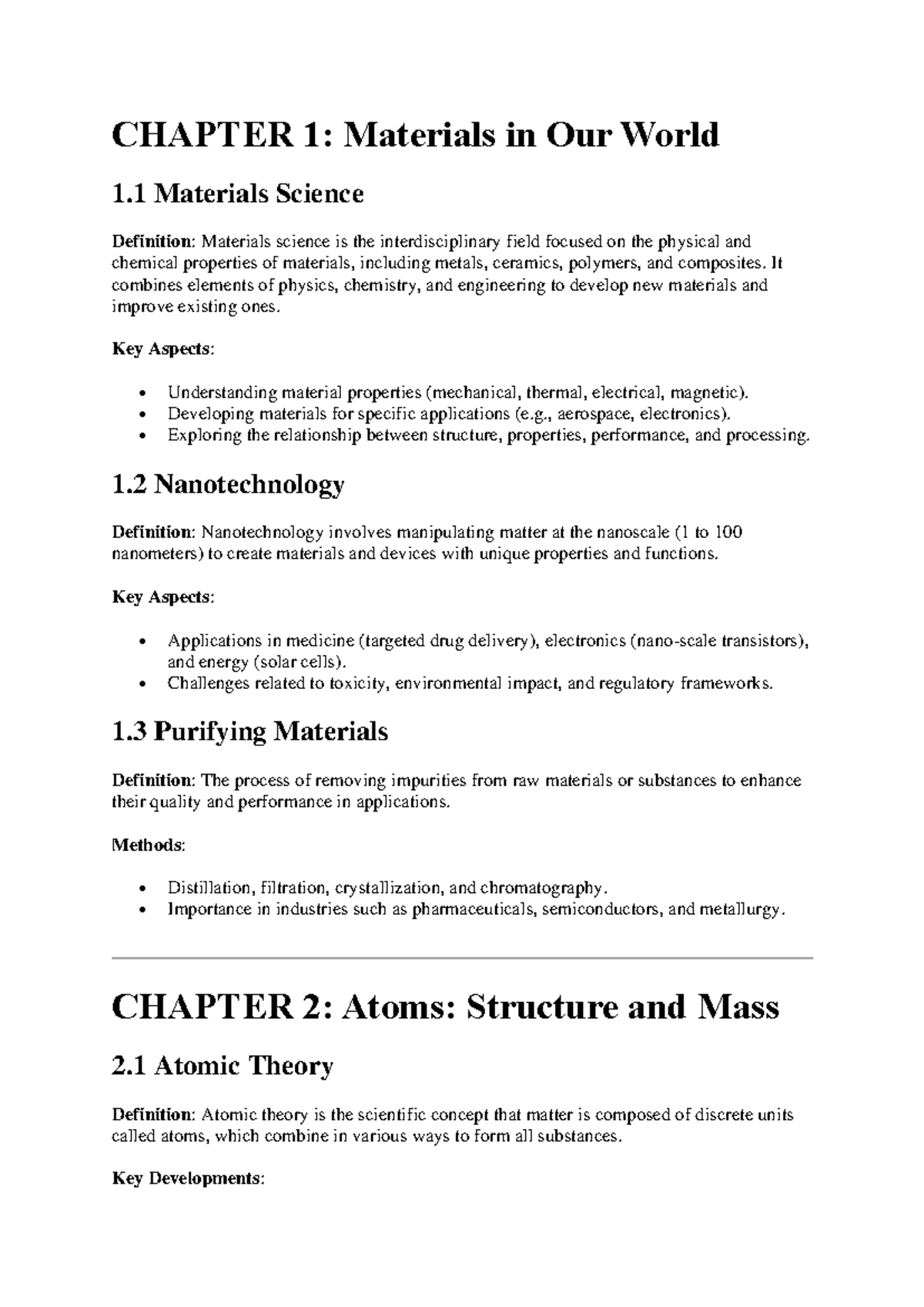 Chemistry Concepts: Bonds, Reactions, and Atomic Structure (CHEM101 ...