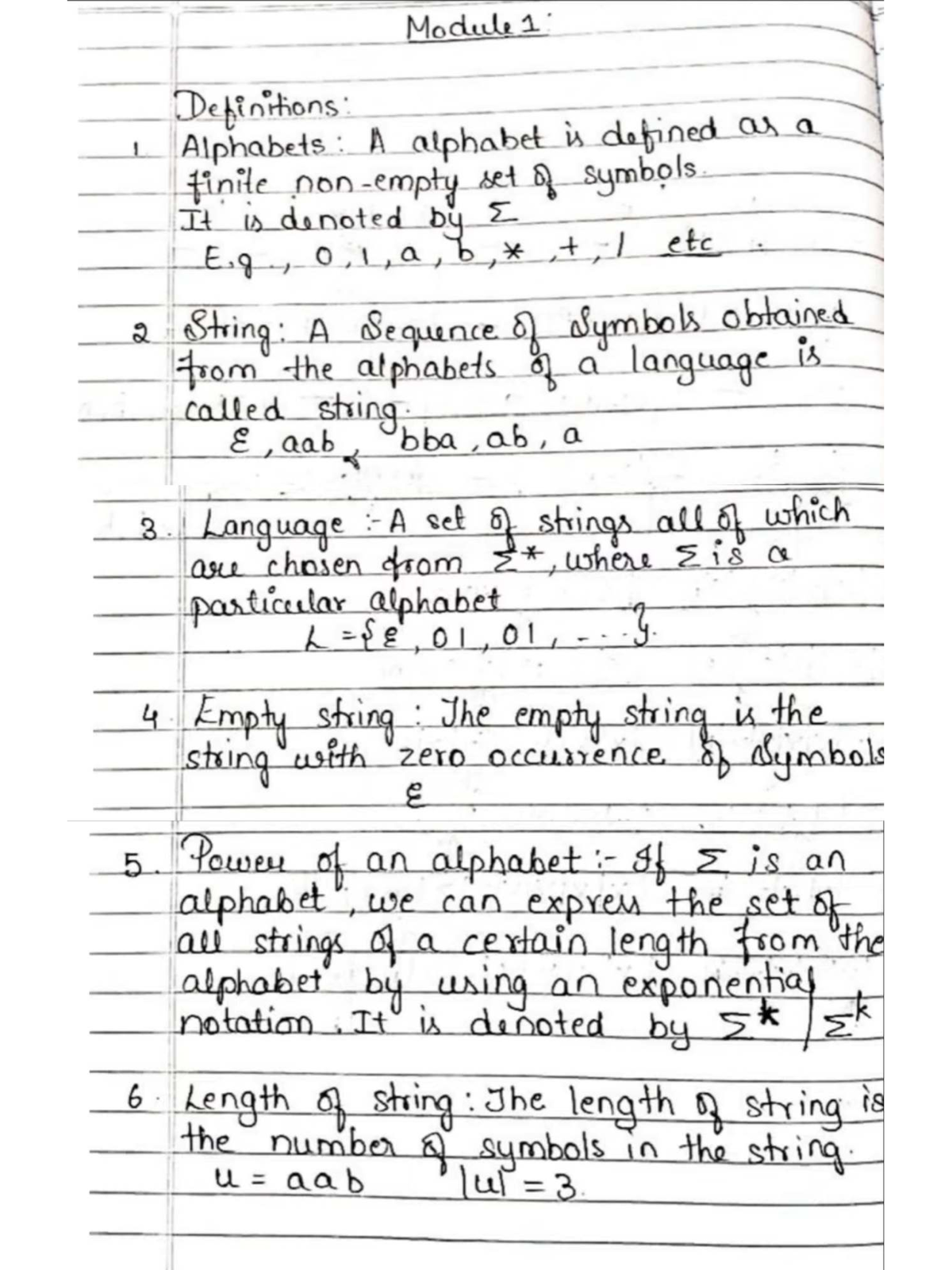CS101 Module 1: Definitions of Alphabets, Strings, and Languages - Studocu