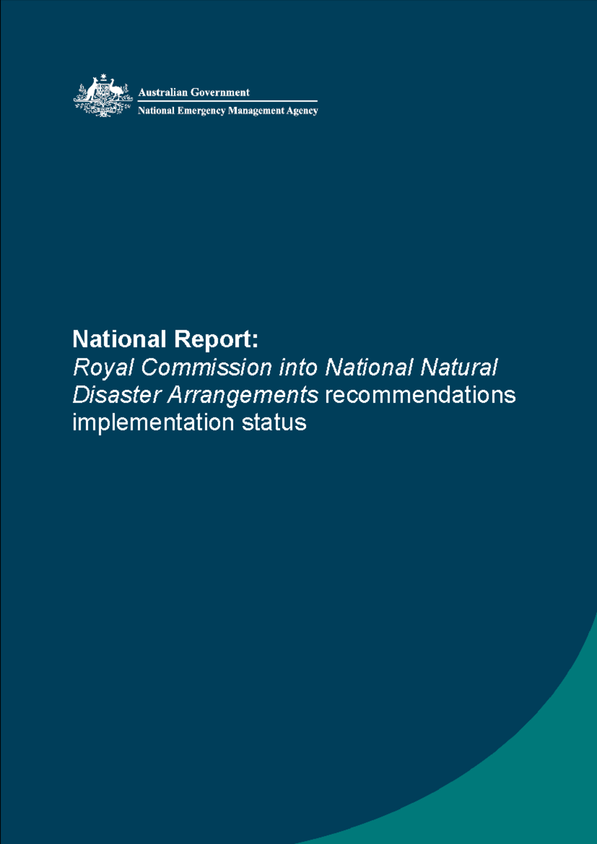 Interim Report: Royal Commission on National Disaster Recommendations ...