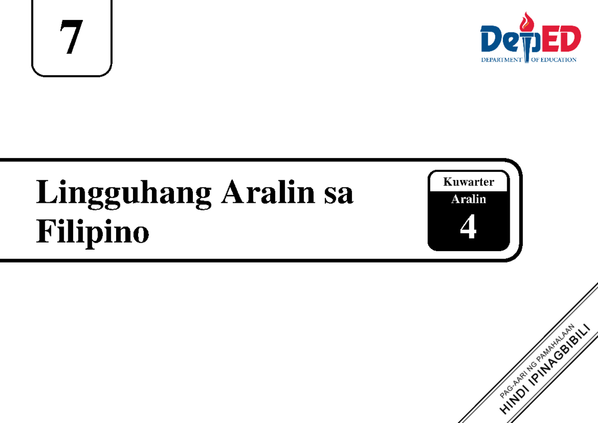 Filipino 7 Q4 Lesson 4: Engaging Activities for Week 4 - Studocu