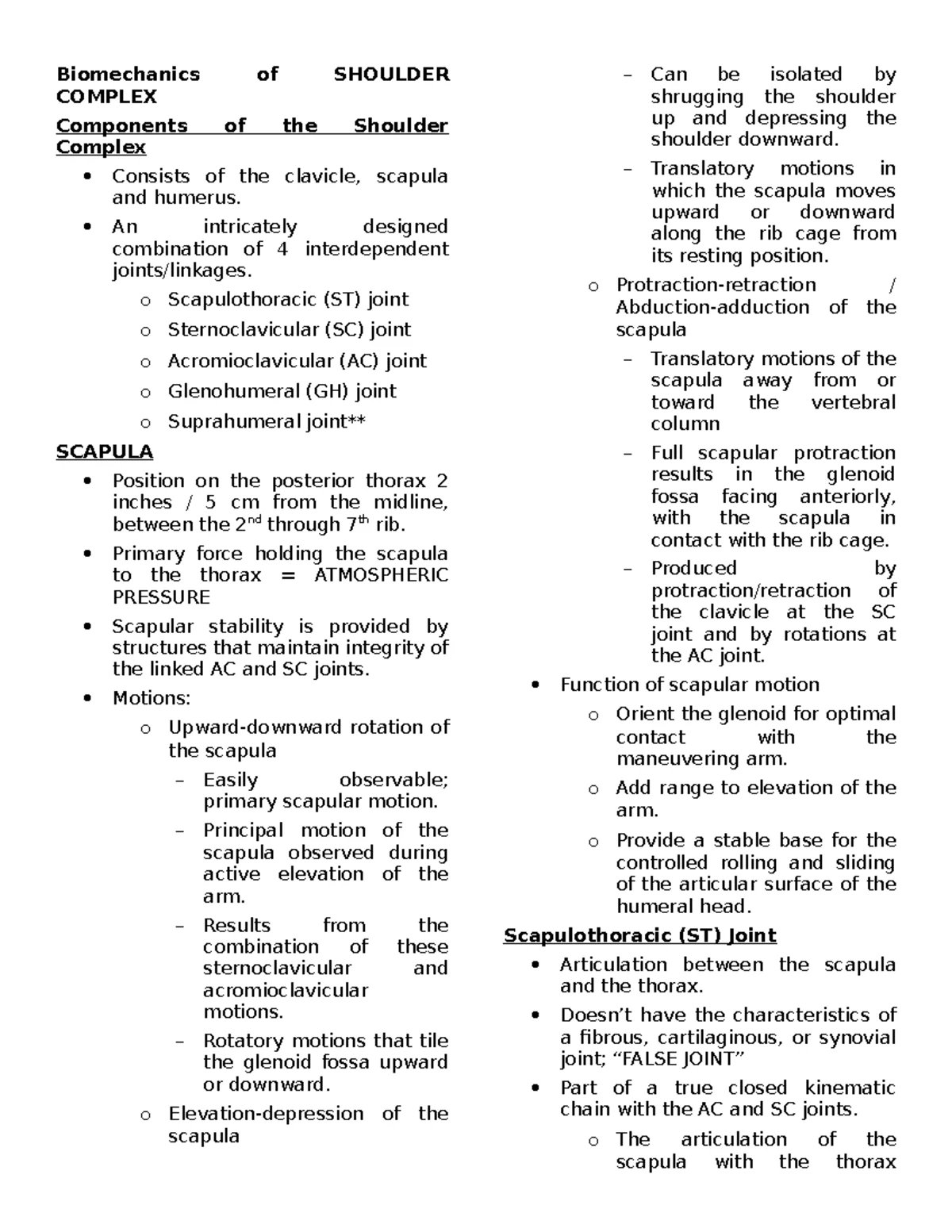 Biomechanics of Shoulder Complex - Biomechanics of SHOULDER COMPLEX ...