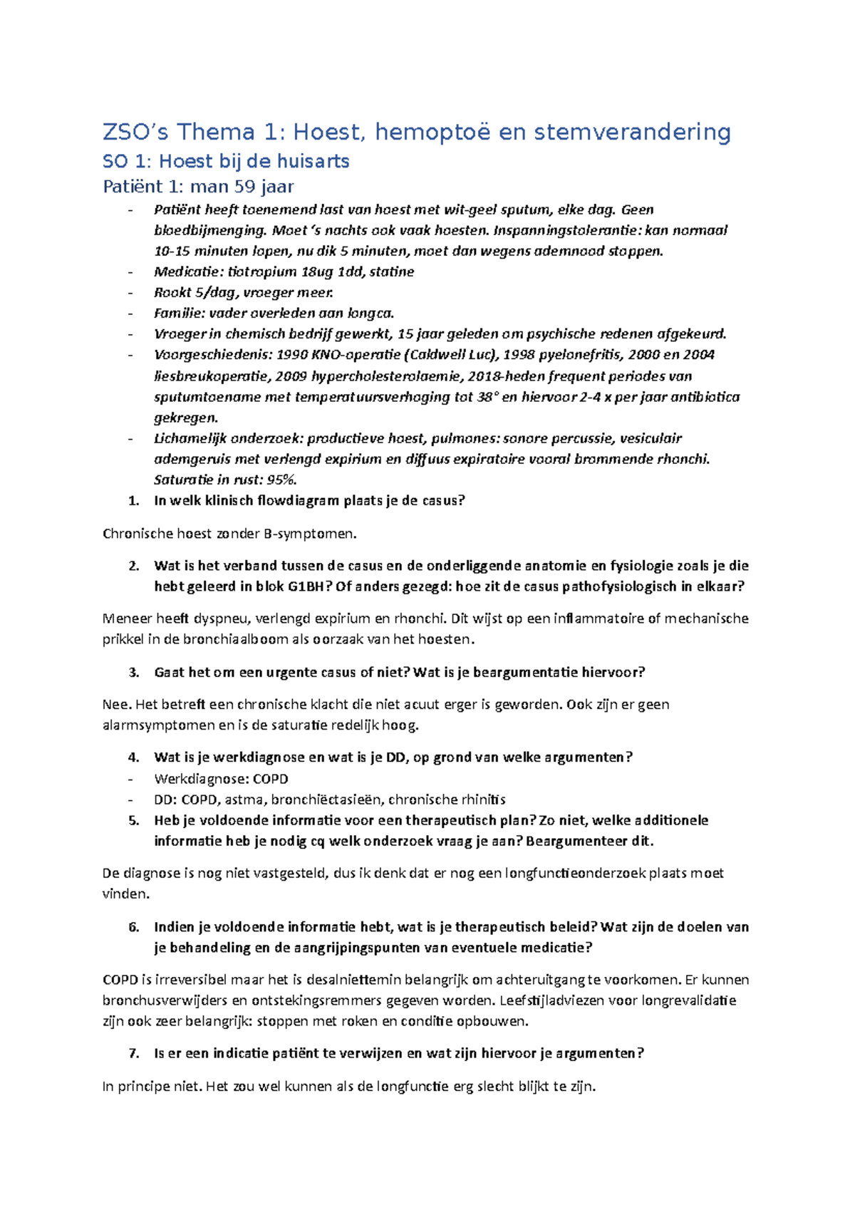 ZSO Thema 1: Hoest, Hemoptoë en Stemverandering Casusbesprekingen ...