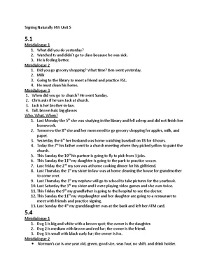ASL 111 Signing Naturally Homework Unit 3 - 137 Elevator Incident, 3, 3, Pg Autobiographies 3 ...