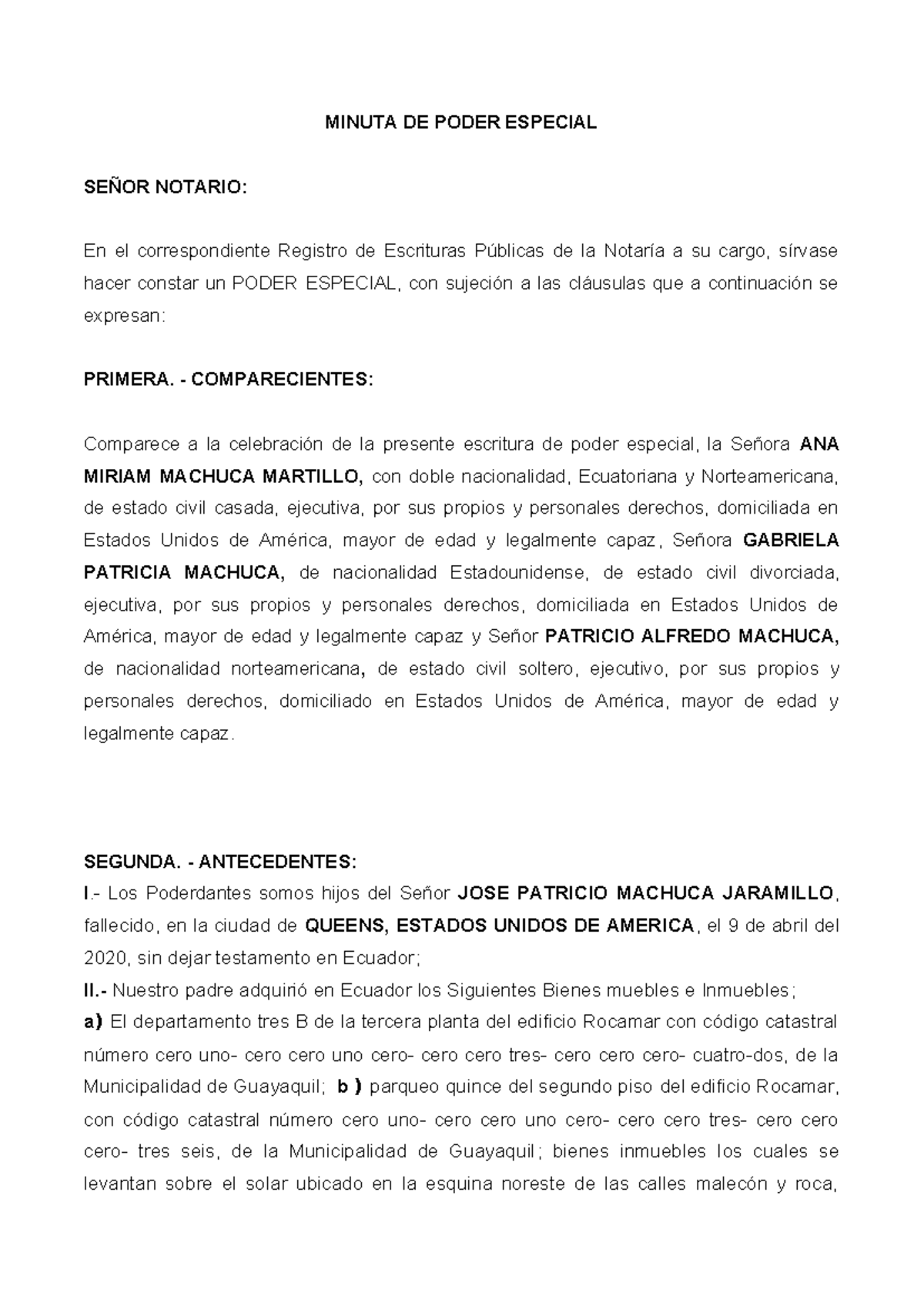 Modelo de Poder Especial para Compraventa y Alquiler - Studocu
