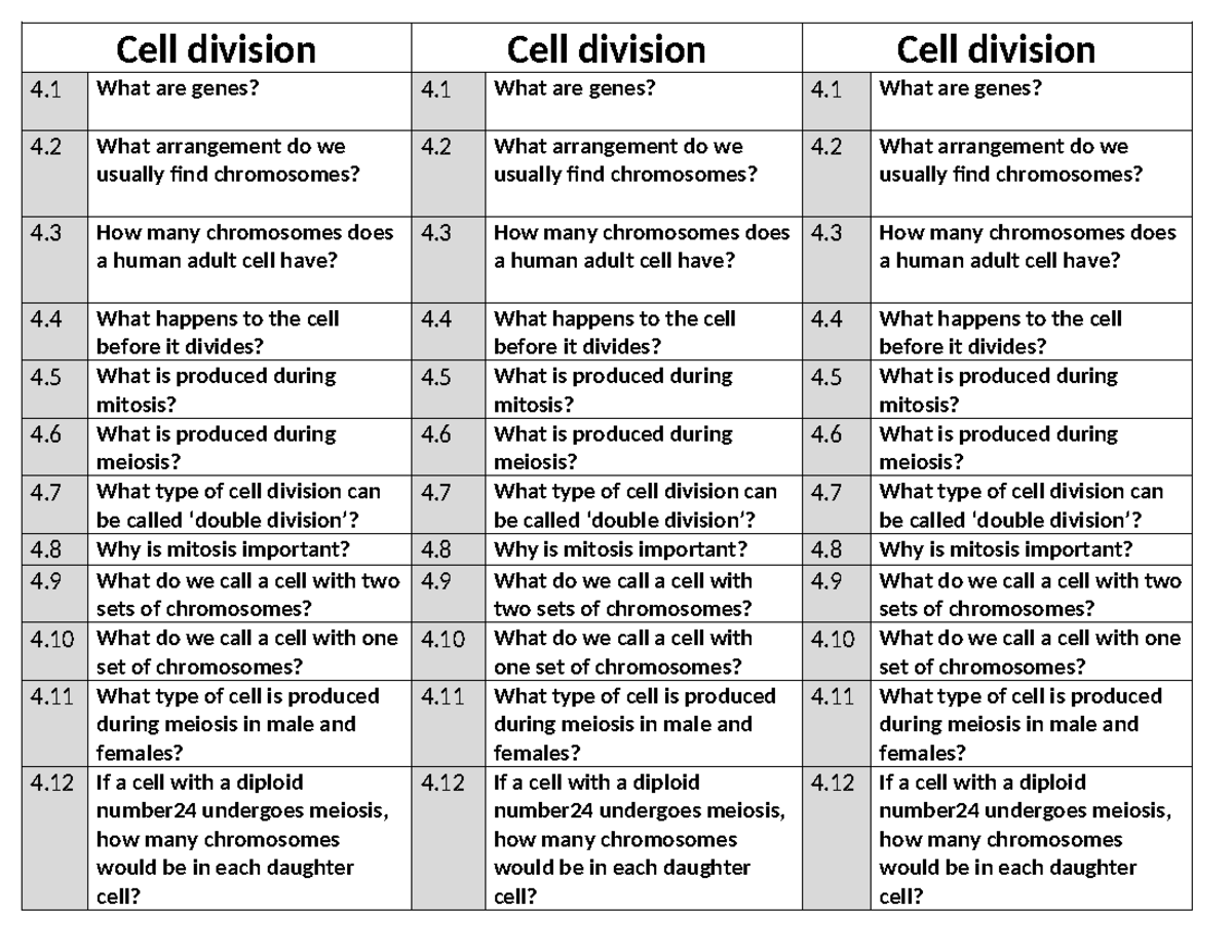 4. Cell division - Cell Divison - Cell division Cell division Cell ...