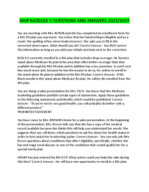 AHIP Module 3 Questions AND Answers 2022-2023 - AHIP Module 3 QUESTIONS ...