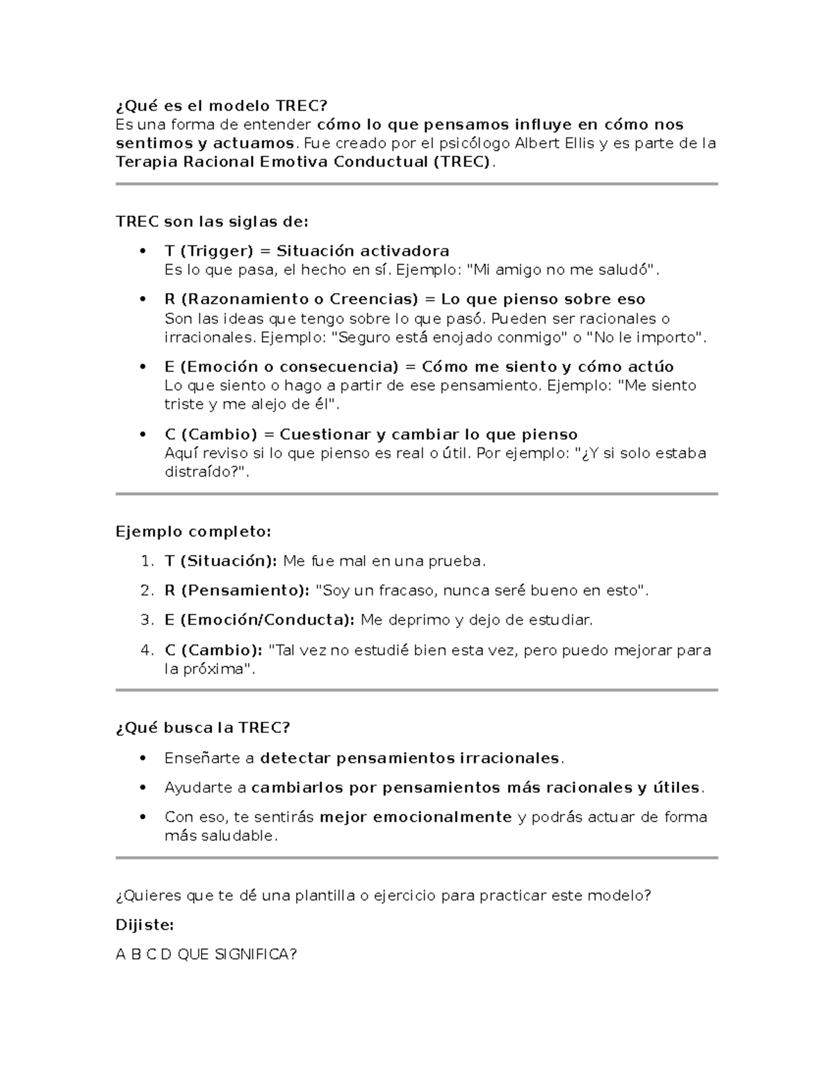 Modelo TREC de Albert Ellis: Comprendiendo Pensamientos y Emociones ...