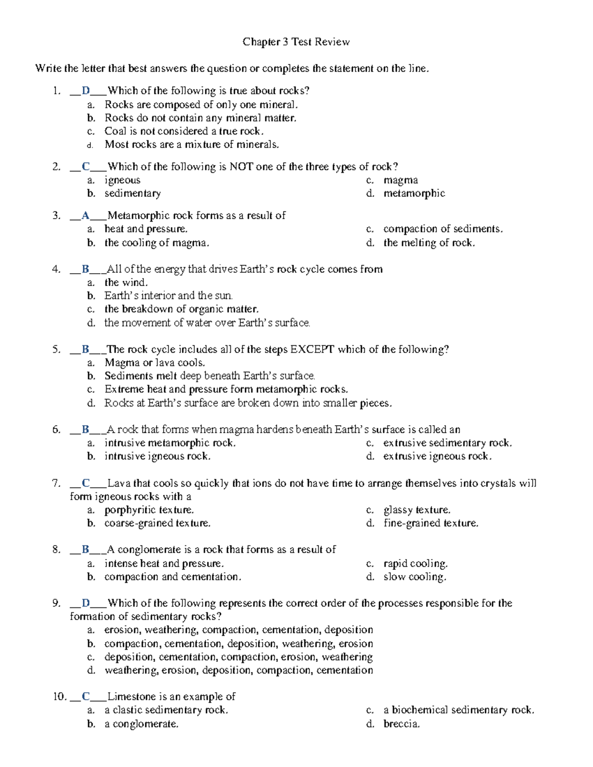 C3 Chapter 3 Test Review Answers - Studocu