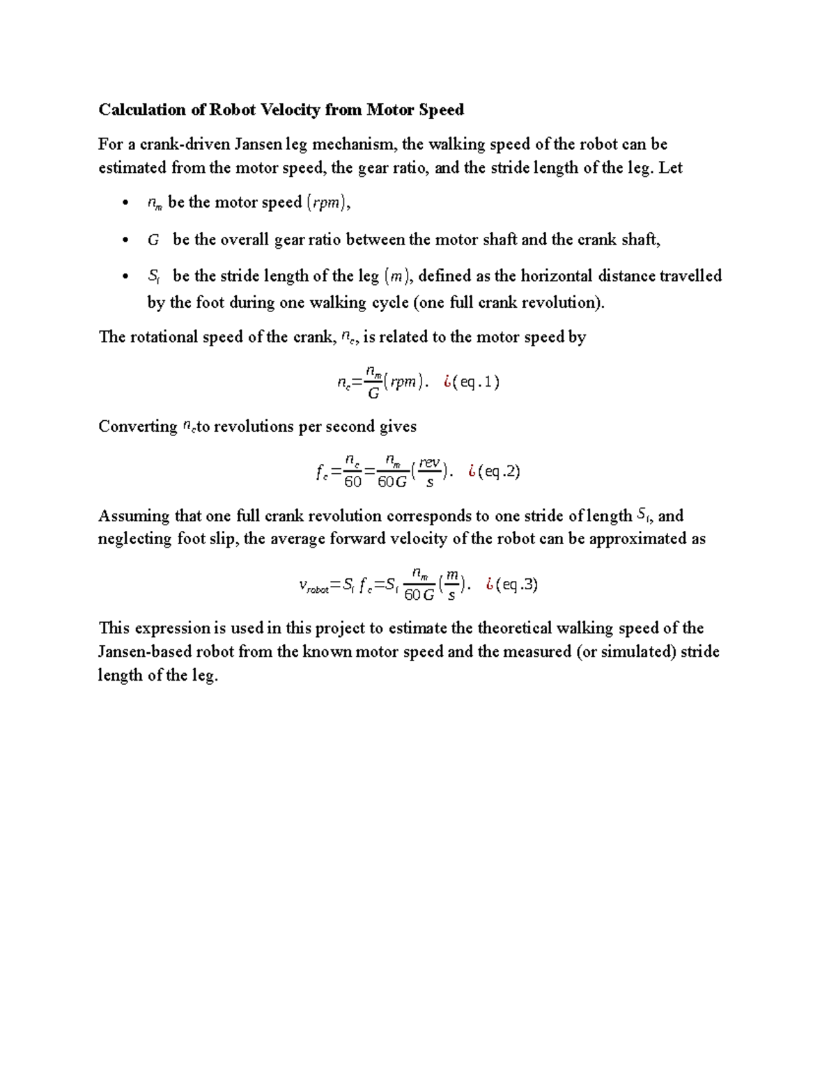 Calculation of Robot Velocity from Motor Speed for MECH 101 - Studocu