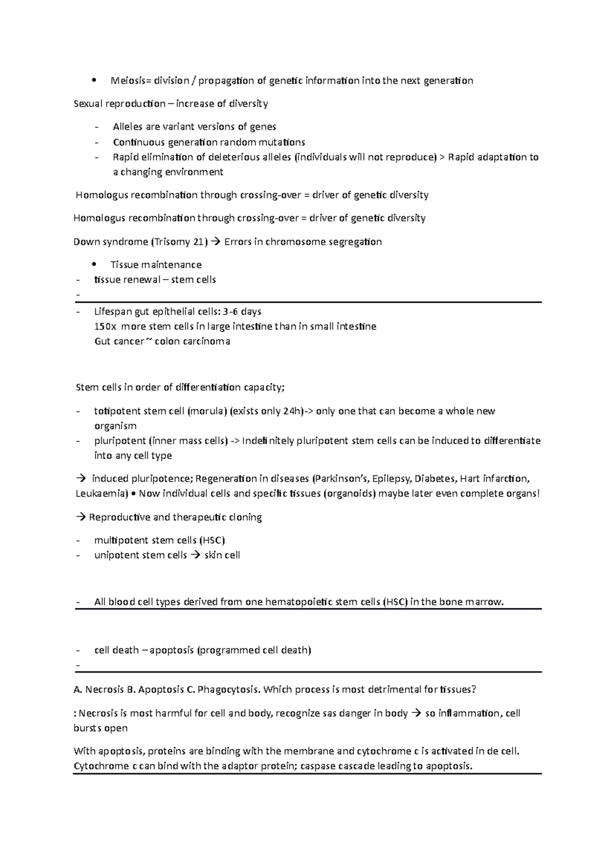 Les cell biology week 6 - Niet complete, korte aantekeningen van pwp ...