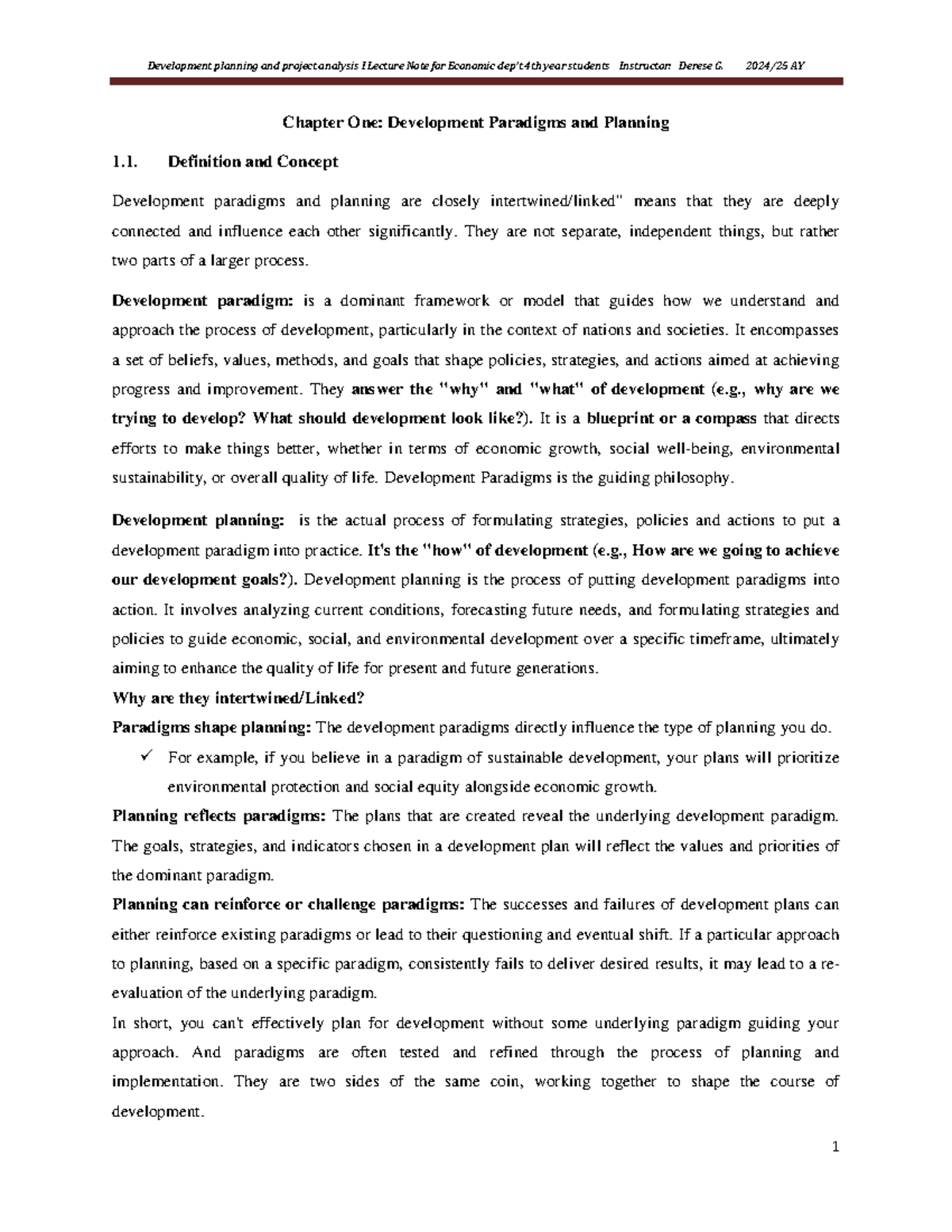 Chapter 01: Development Paradigms and Planning Overview - Studocu