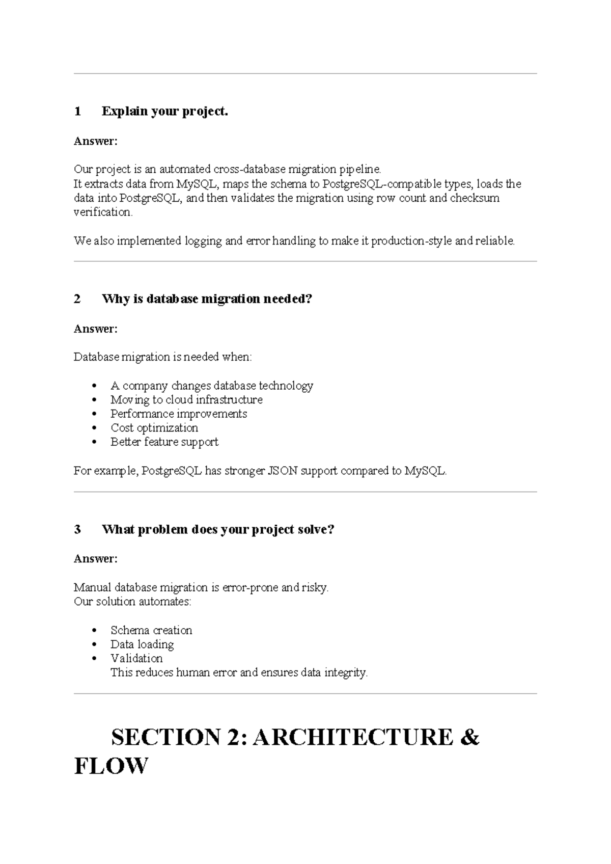 Migration Project Questions: Automated Database Migration Pipeline ...